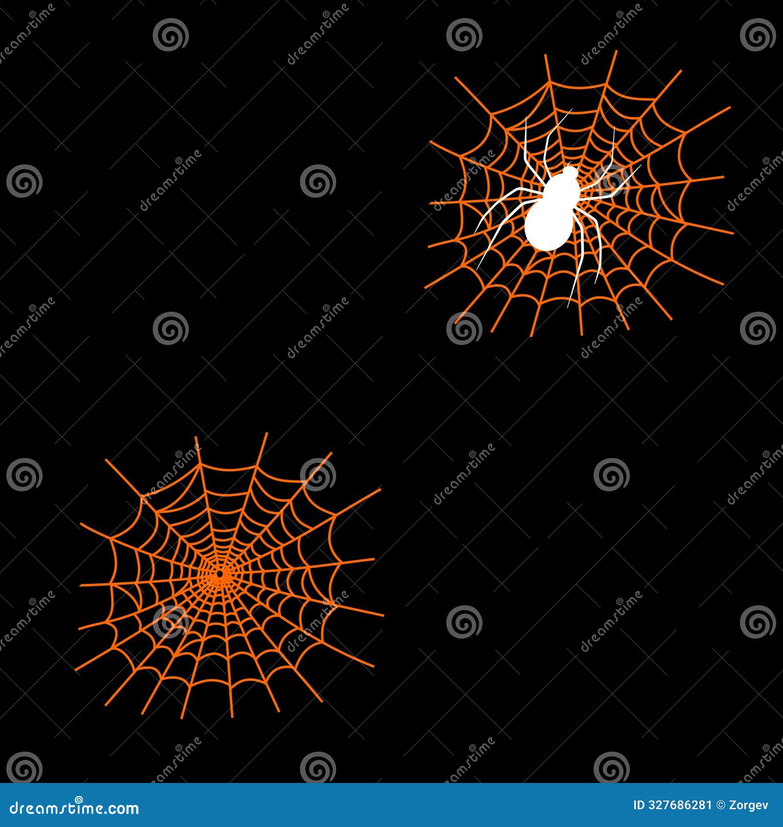 Print Pattern Halloween Cobweb Orange White Color on Black Background ...