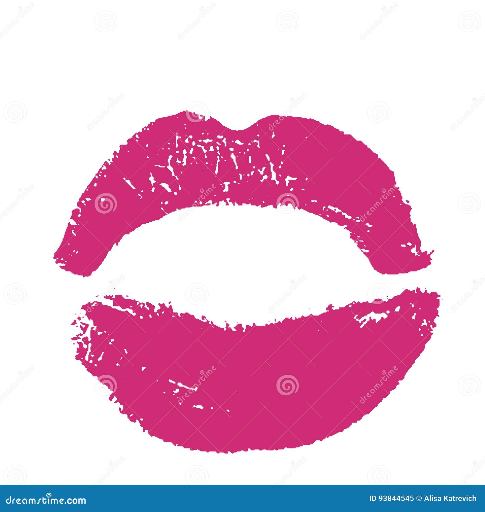 Print of Pink Lips. Illustration on White Background. Stock Vector ...