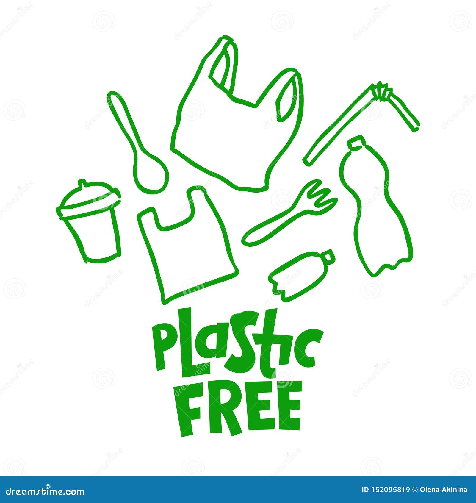 Plastic Free Doodle Square Vector Image. The Plastic Free Zero Waste ...