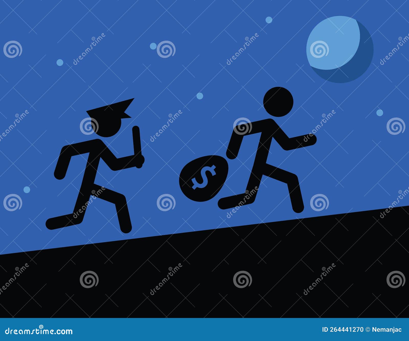 Policeman chasing thief stock illustration. Illustration of competition ...