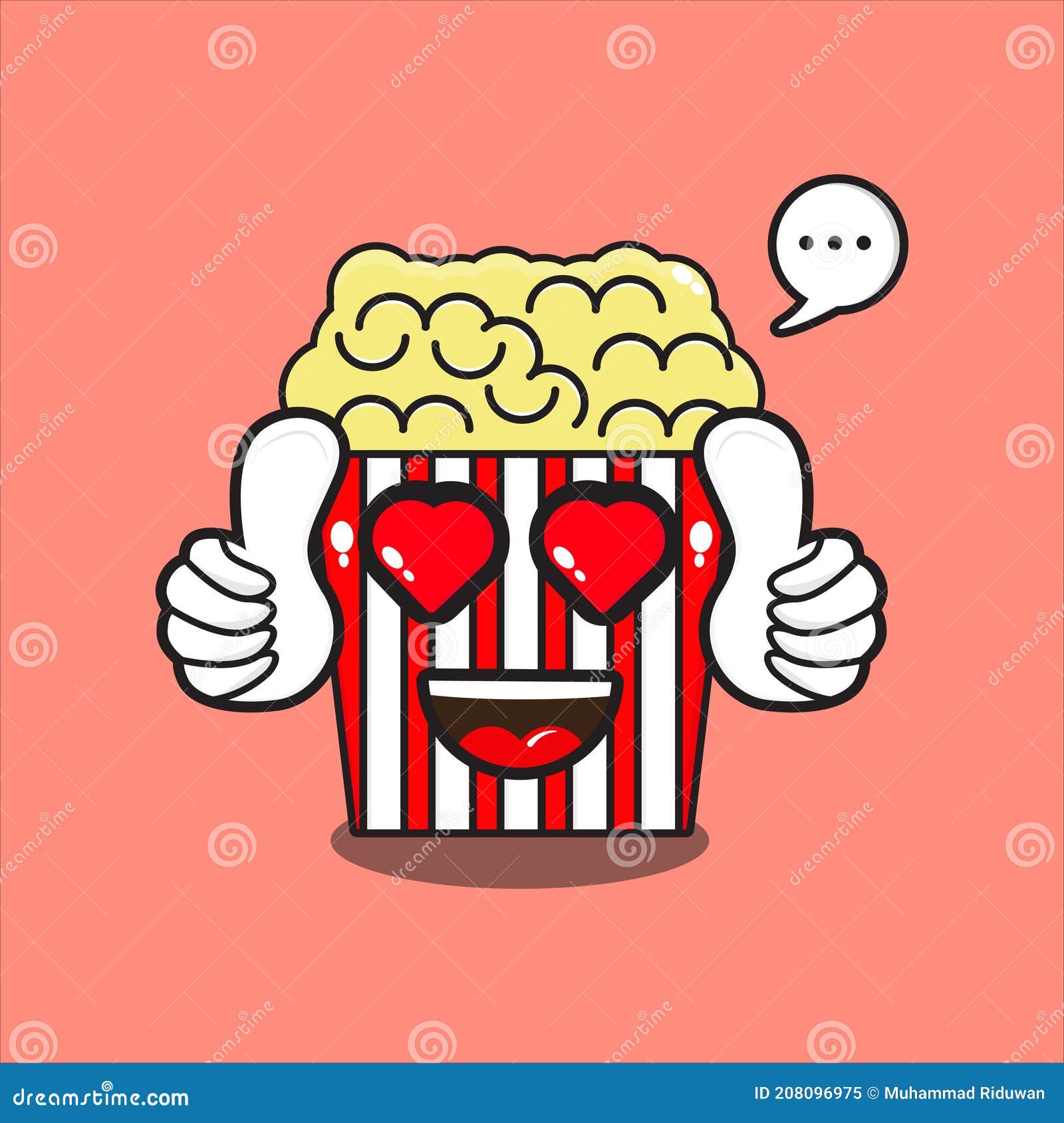Popcorn Mascot with Love Eyes Stock Vector - Illustration of bucket ...