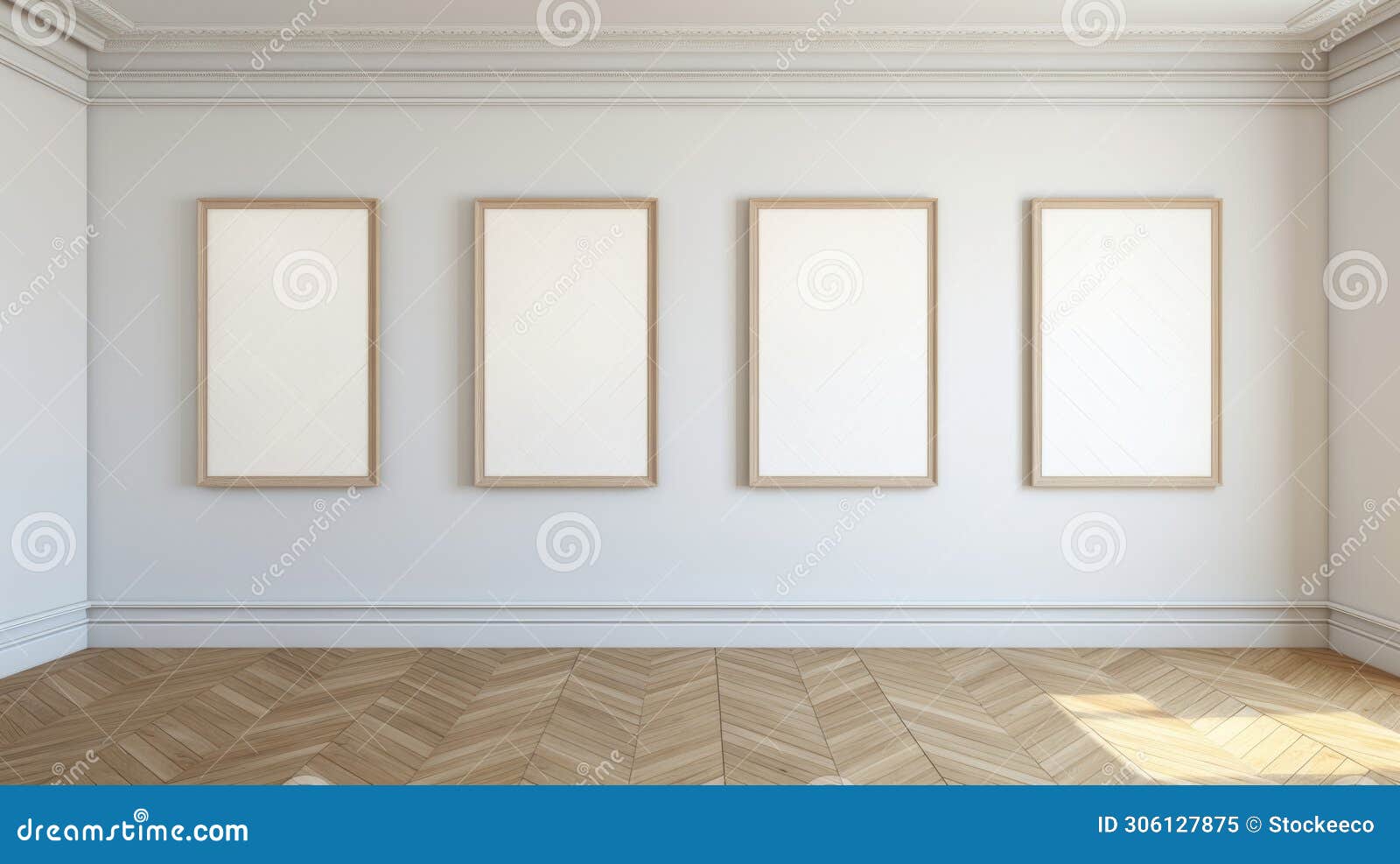 Contemporary Empty Frames on Wooden Floor: Playing with Light and Shadow Stock Illustration ...
