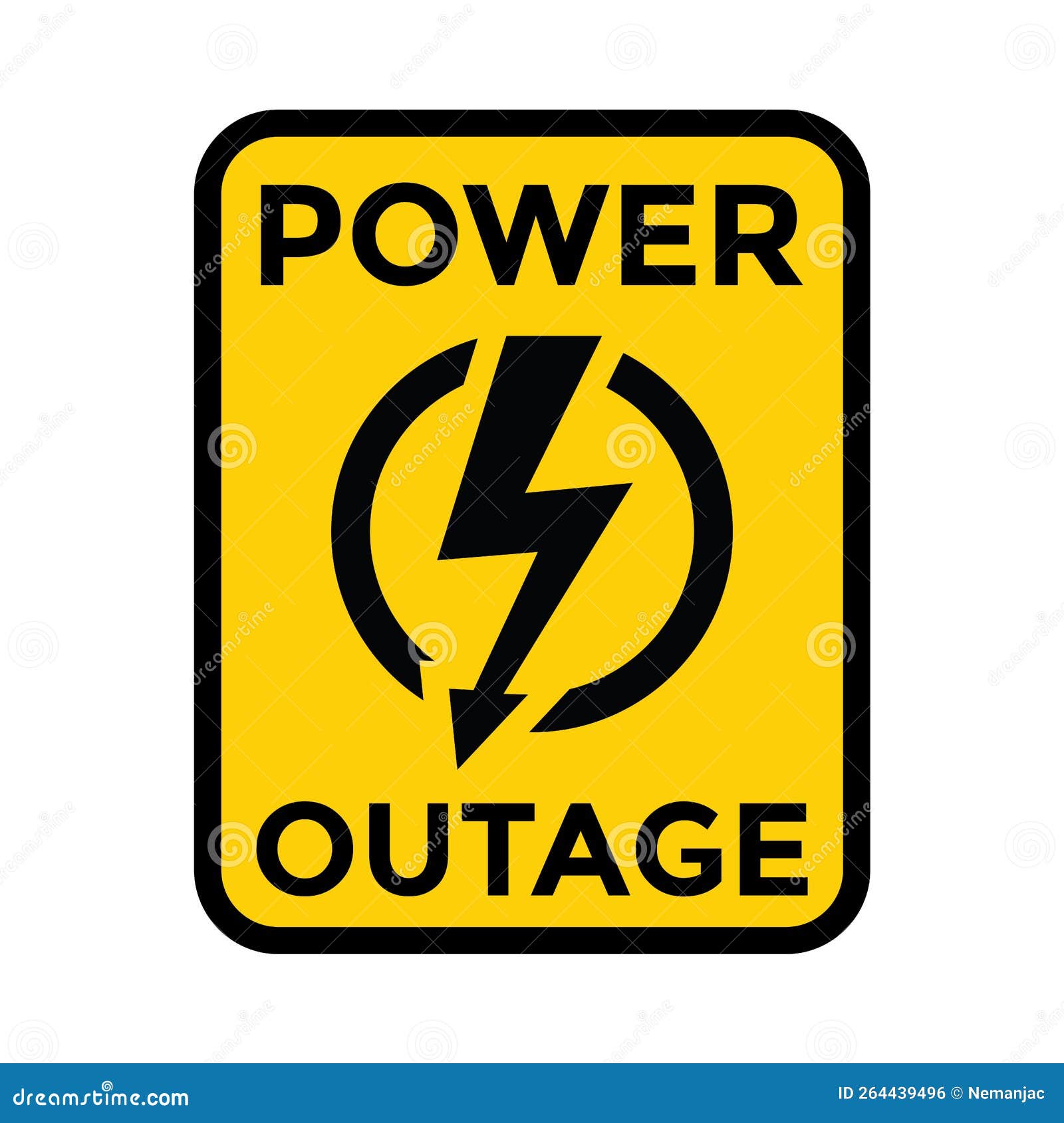 Power Outage, Yellow Warning Sign Stock Illustration - Illustration of ...
