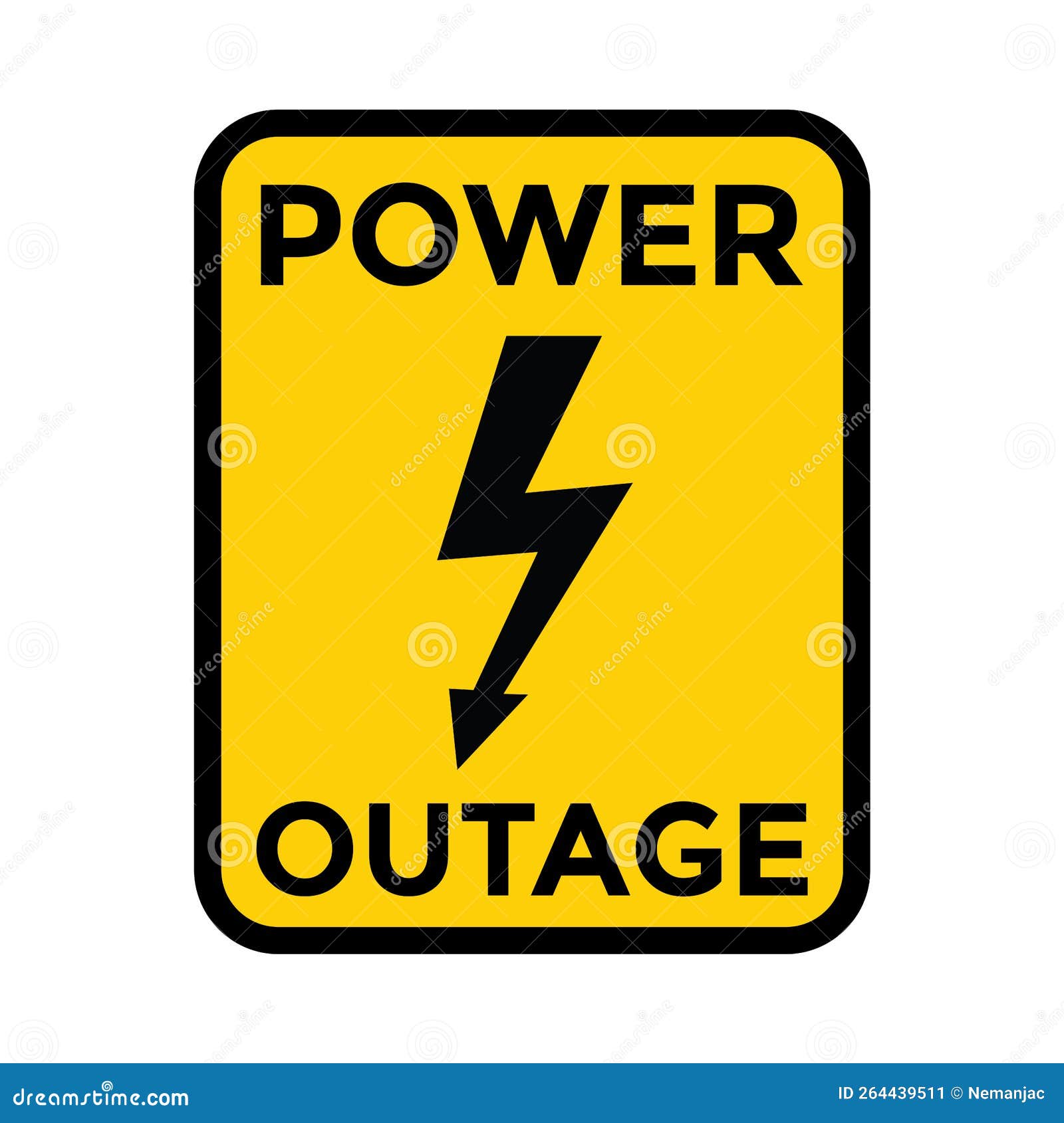Power Outage, Yellow Warning Sign Stock Illustration - Illustration of ...