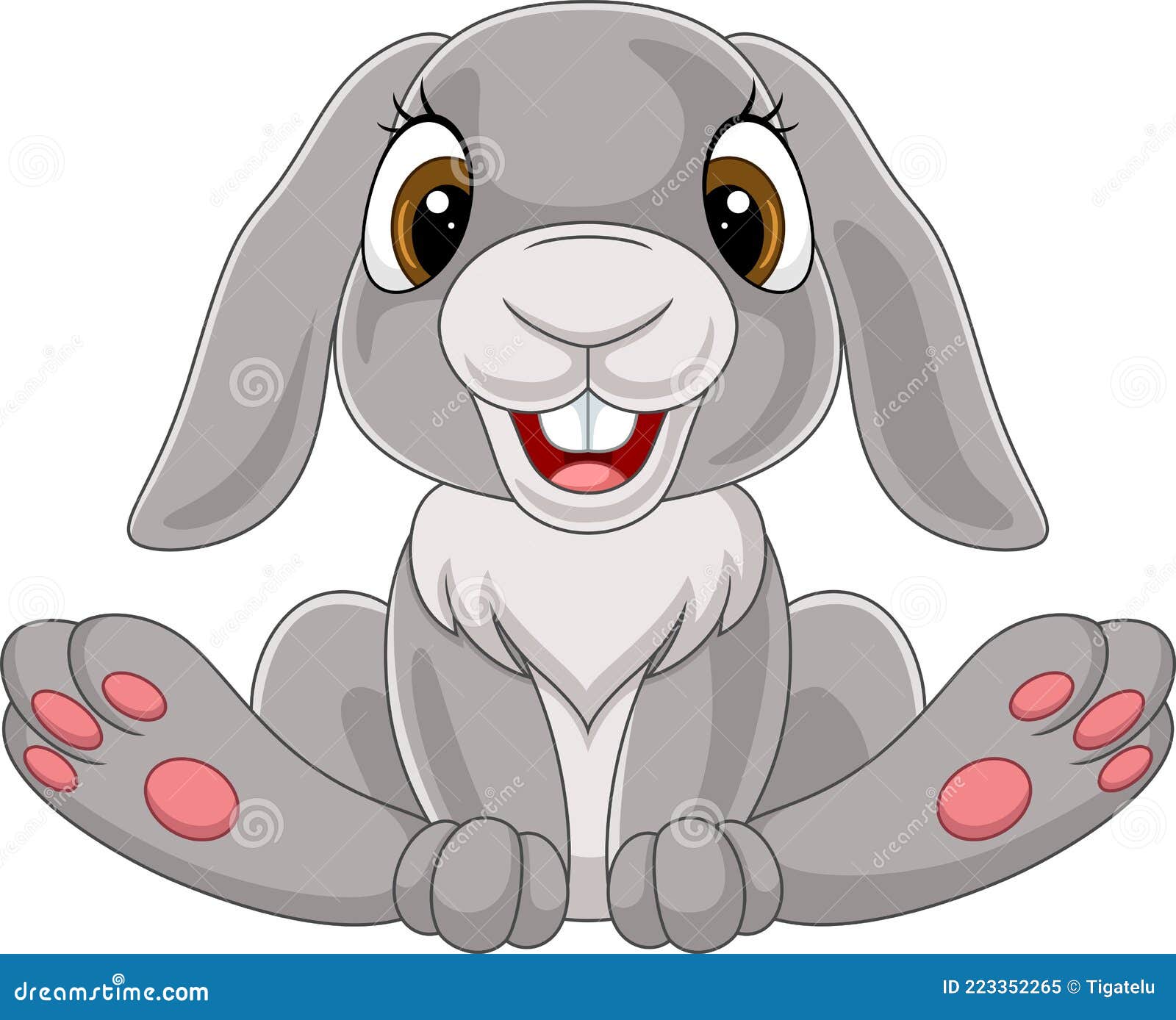Cute Little Rabbit Cartoon Sitting Stock Vector - Illustration of grey ...