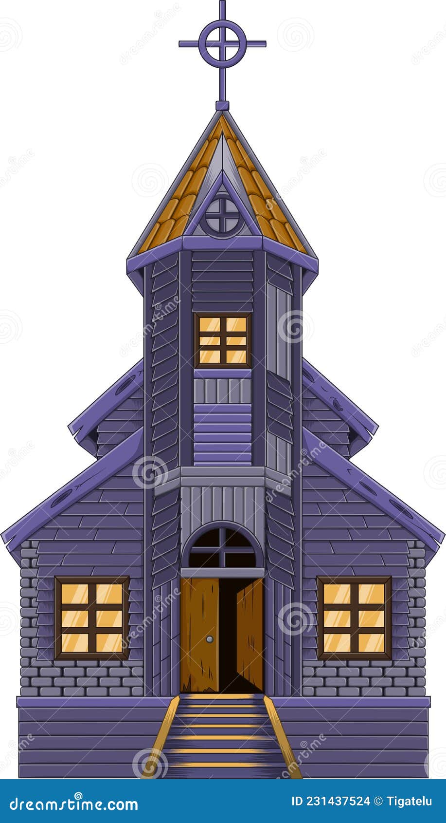 Haunted Church Building Isolated on White Background Stock Vector ...