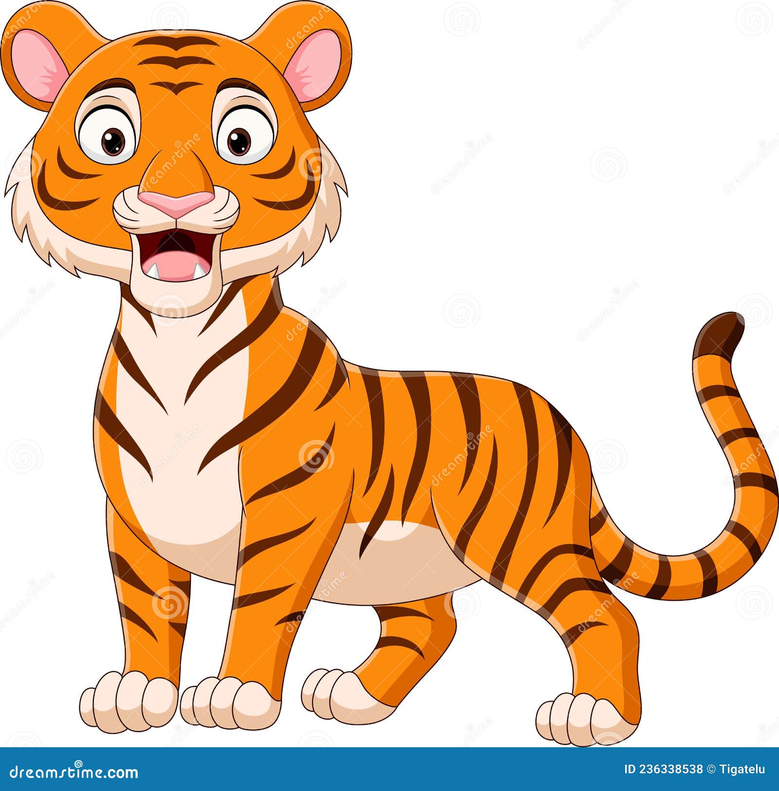 Cartoon Tiger Roaring on White Background Stock Vector - Illustration ...