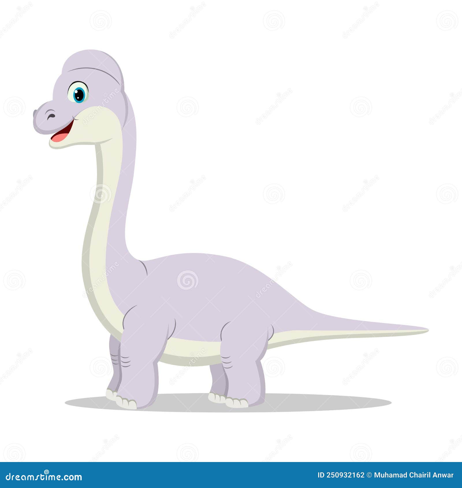 Cute Brachiosaurus Cartoon on White Background Stock Vector ...