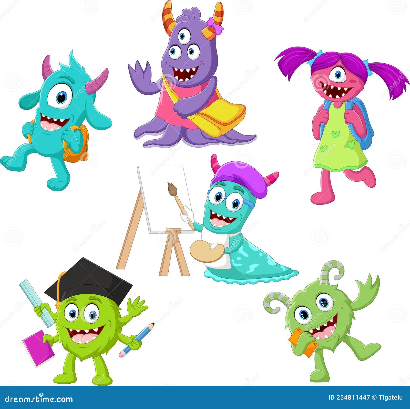 Monster With Graduation Cap And Diploma 3d Illustration Royalty-Free ...