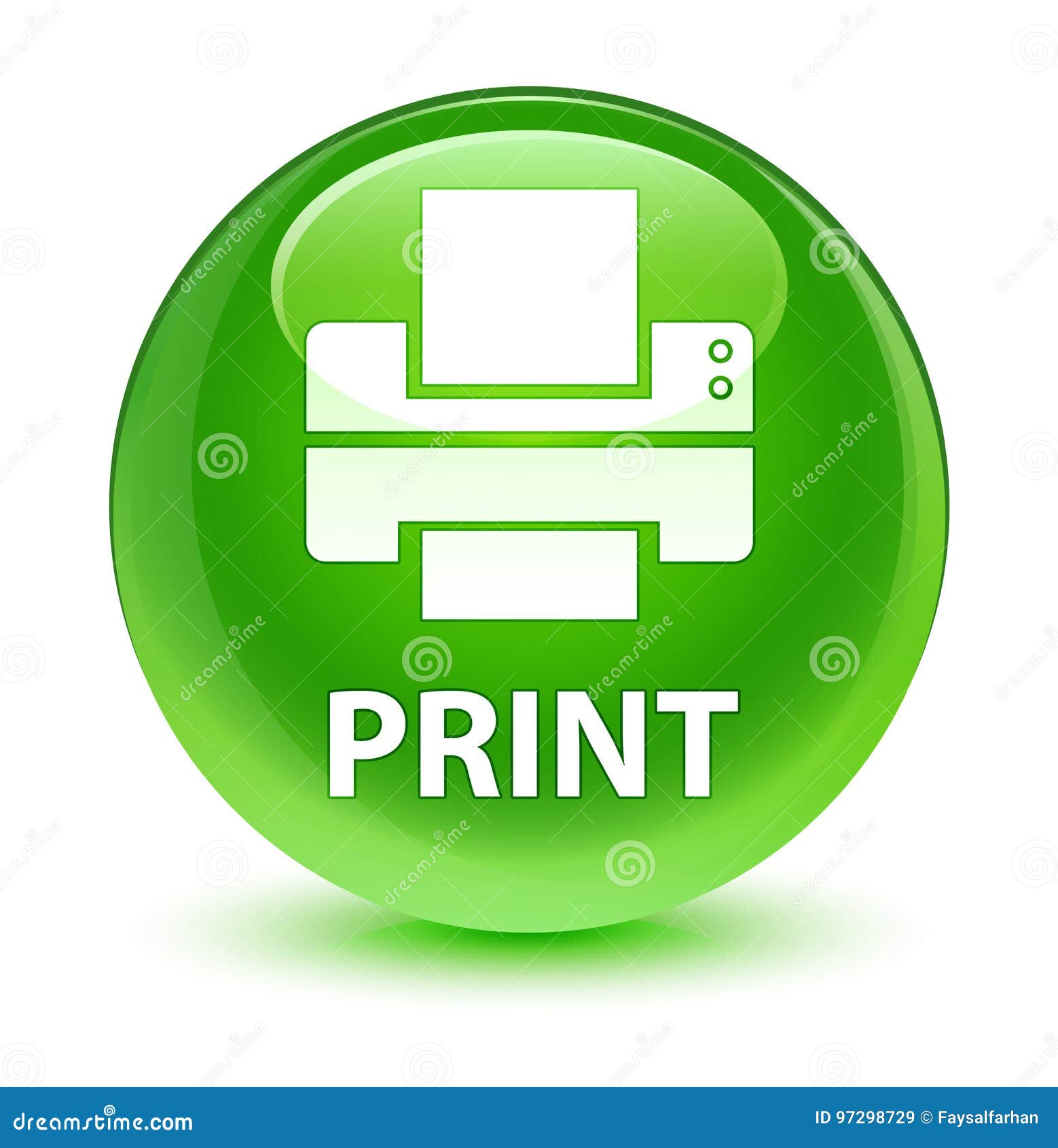 Print (printer Icon) Glassy Green Round Button Stock Illustration ...