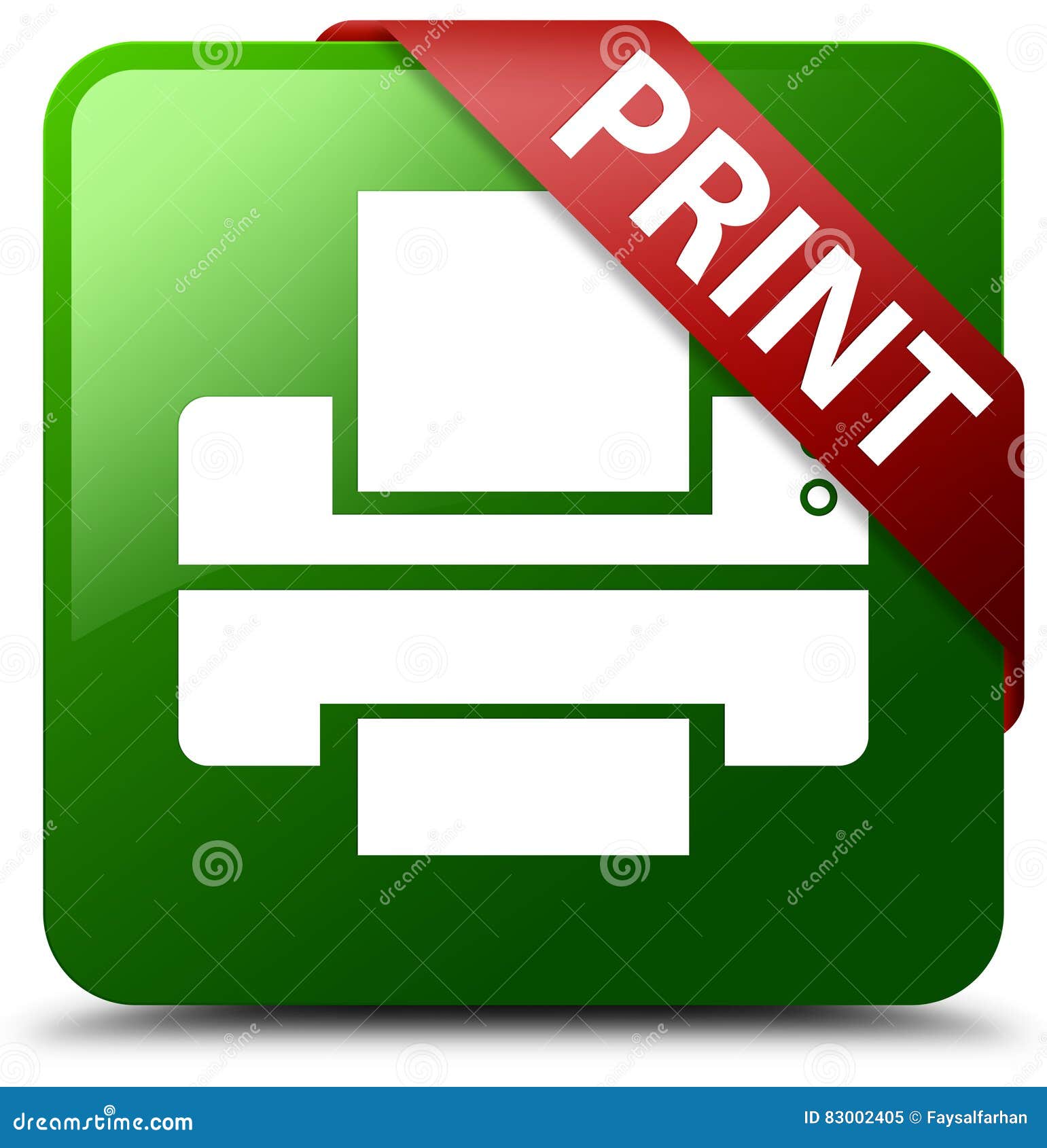 Print Printer Icon Green Square Button Stock Illustration ...