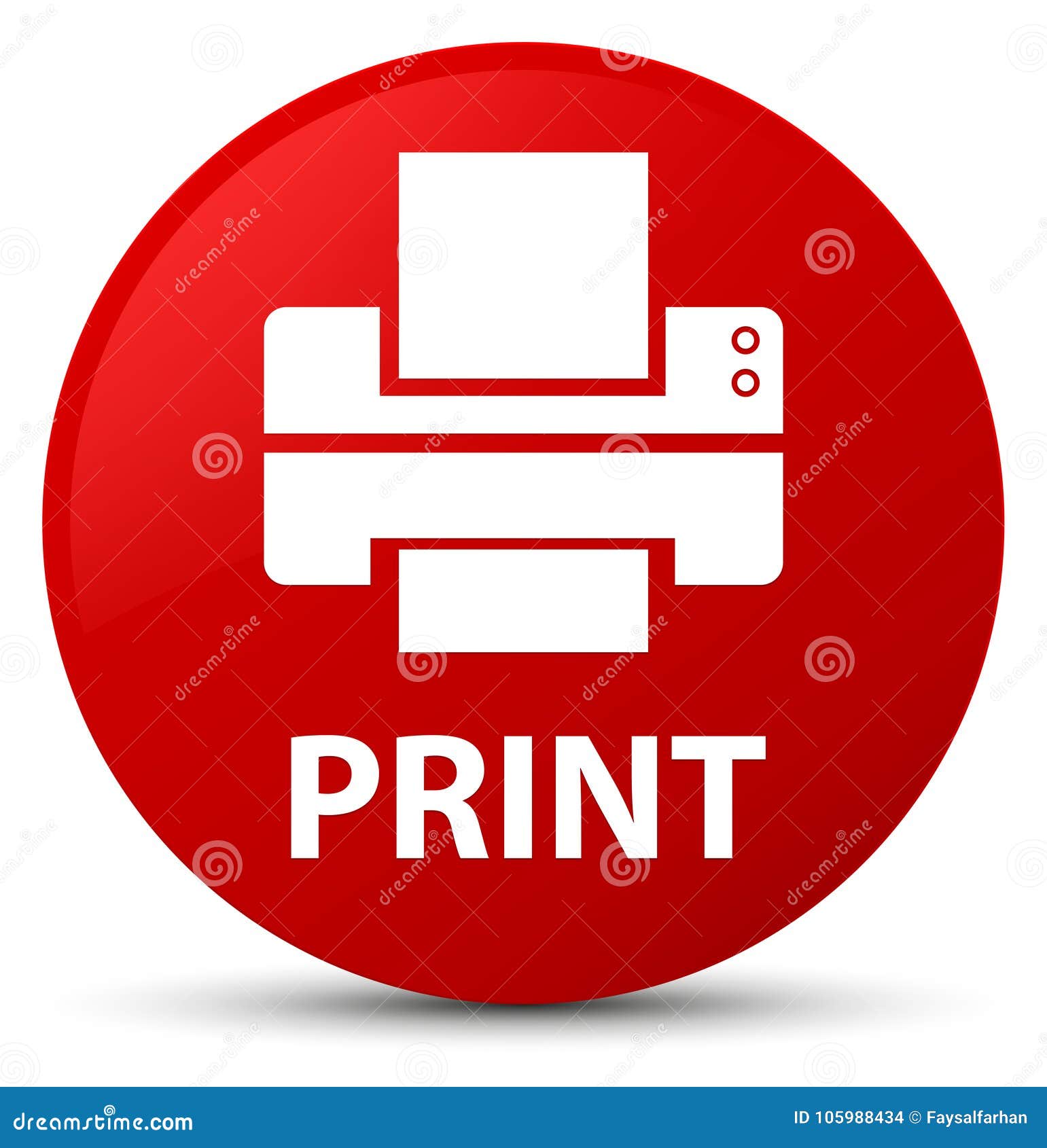 Print (printer Icon) Red Round Button Stock Illustration - Illustration ...