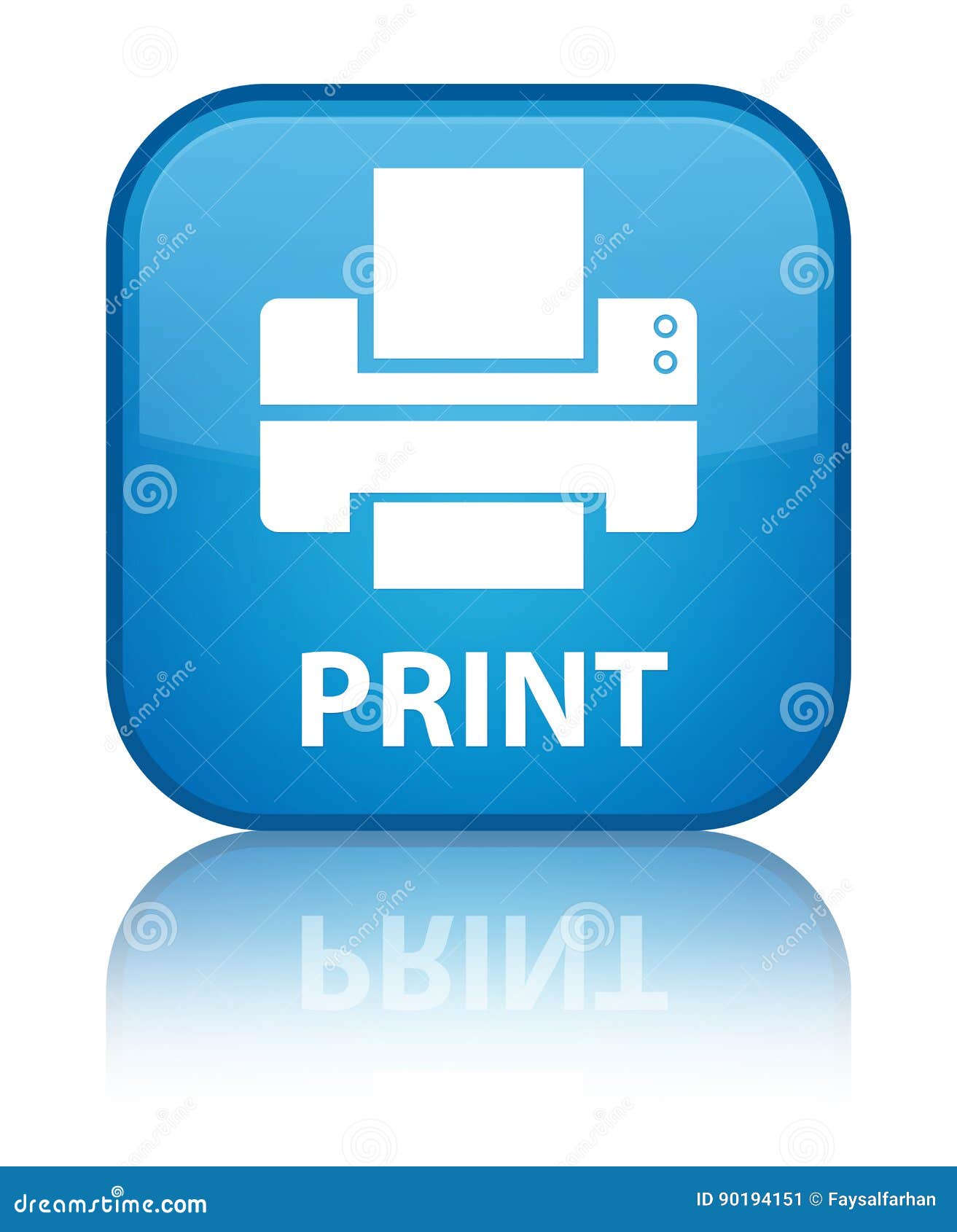 Print (printer Icon) Special Cyan Blue Square Button Stock Illustration ...