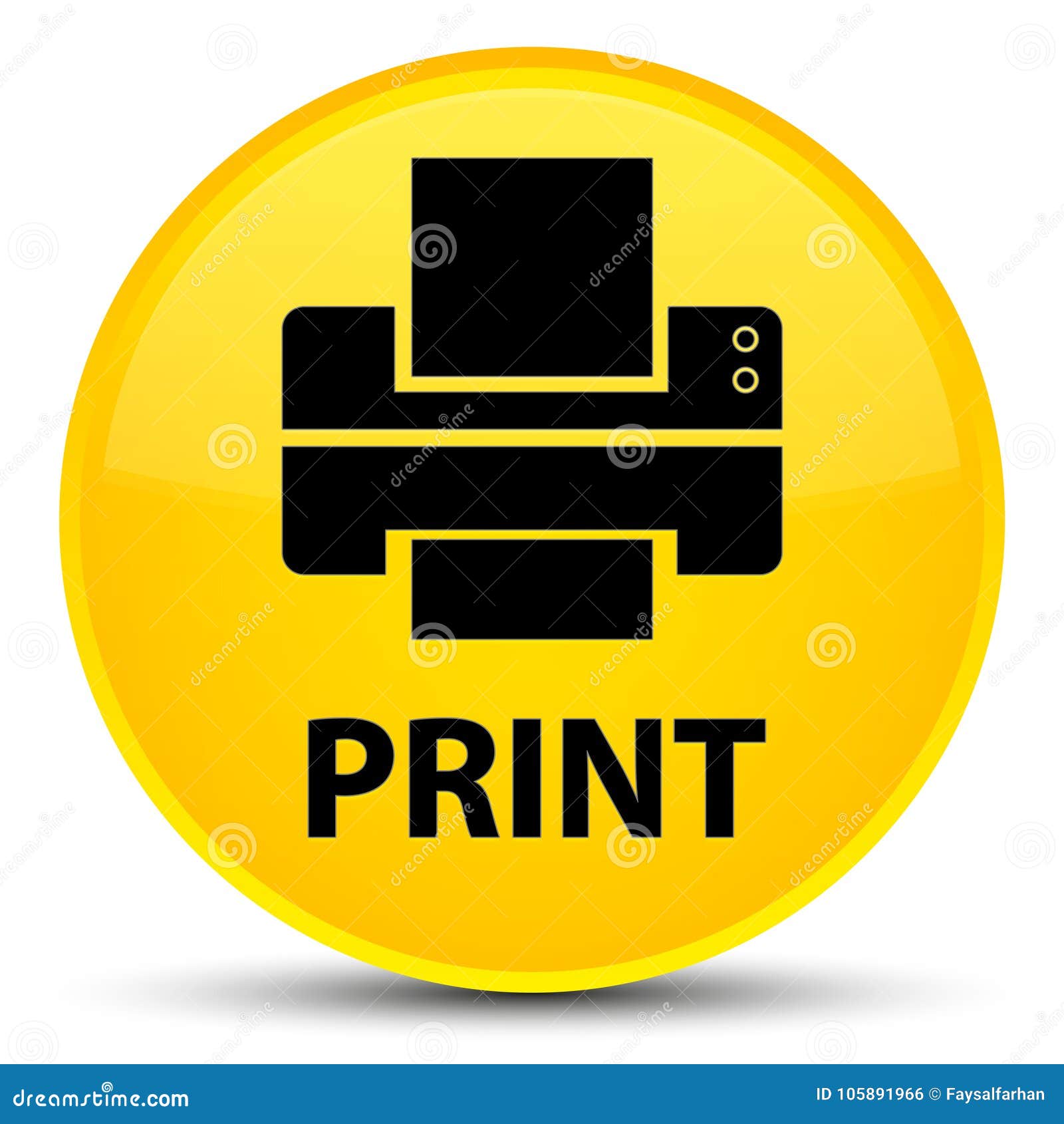 Print (printer Icon) Special Yellow Round Button Stock Illustration ...