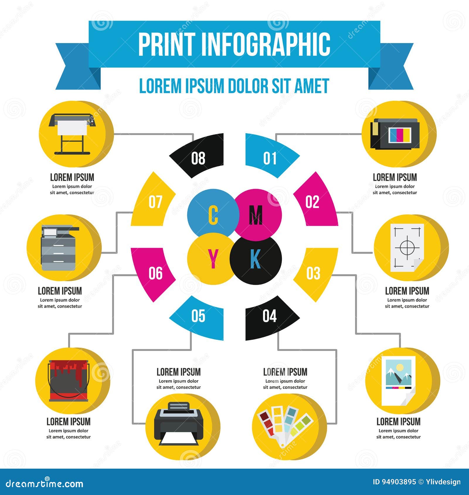 Print Process Infographic Concept, Flat Style Stock Vector ...