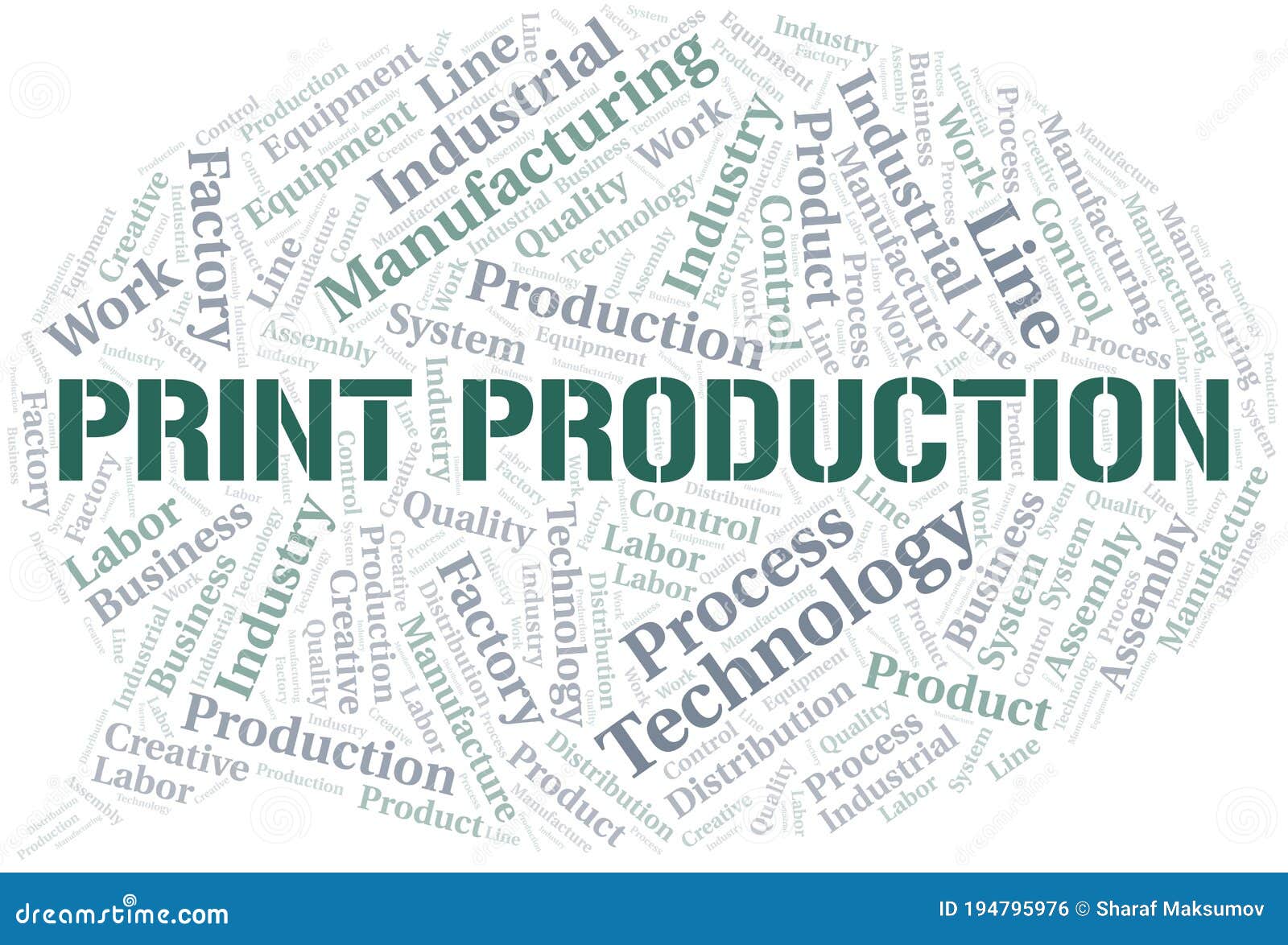 Print Production Word Cloud Create with Text only. Stock Illustration ...