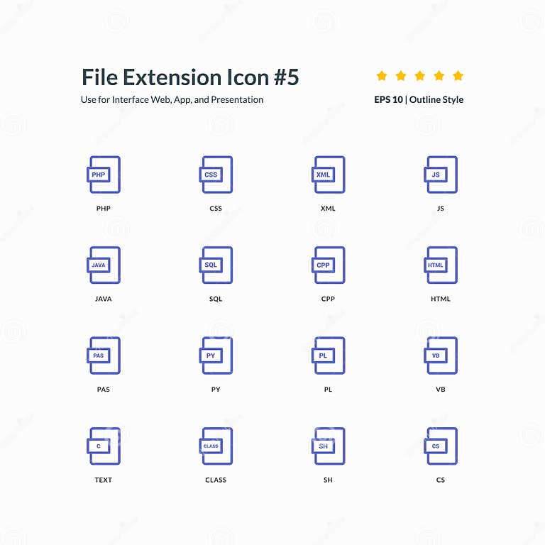 Programming Code Extension File Format Icon Set Interface App Part 5 Vector Graphic Design 