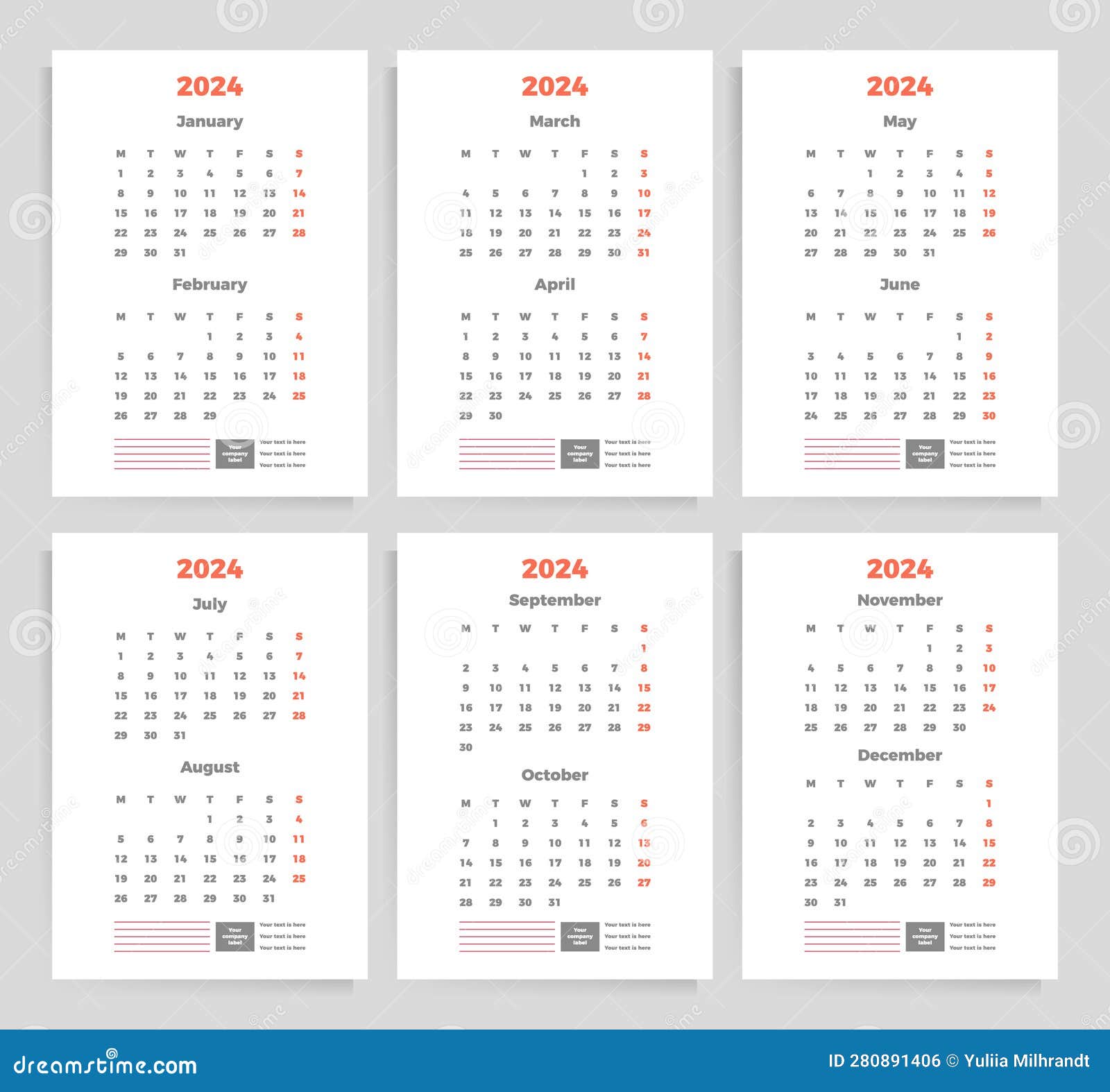 Quarterly Calendar 2024 Year. Stock Illustration - Illustration of ...
