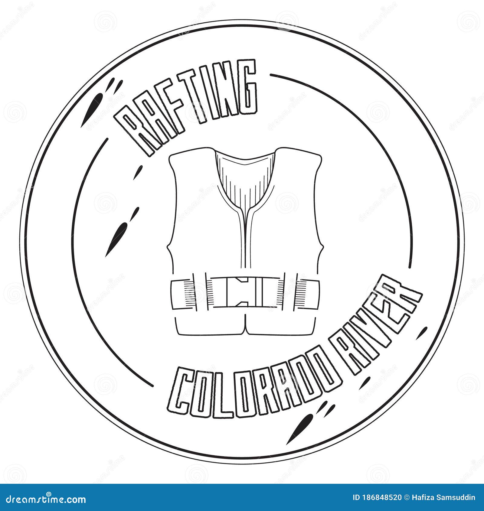 Rafting Colarado River Label. Vector Illustration Decorative Design ...