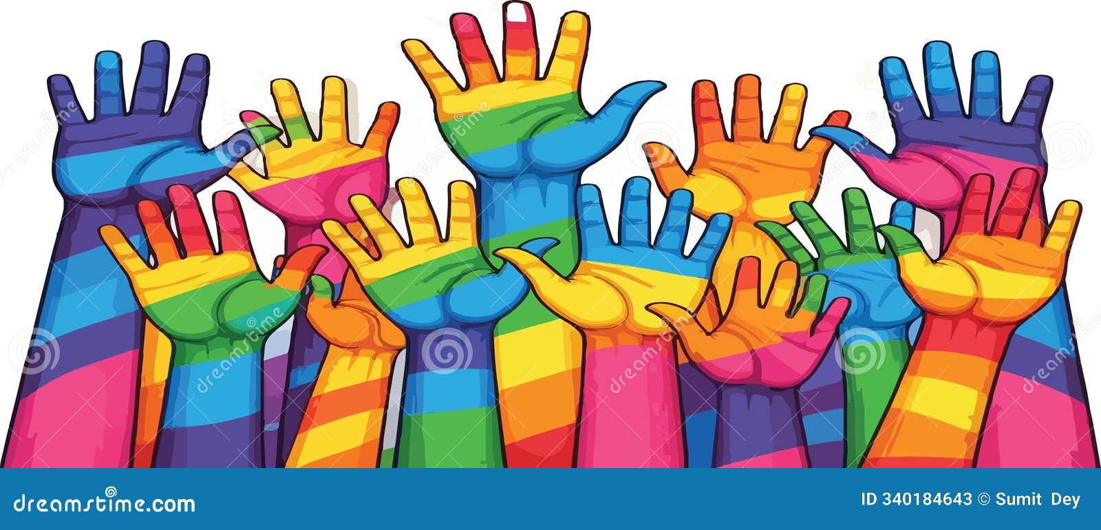 Print RAINBOW HANDS in VECTOR STYLE VOTING, REVOLUTION, and EQUALITY ...