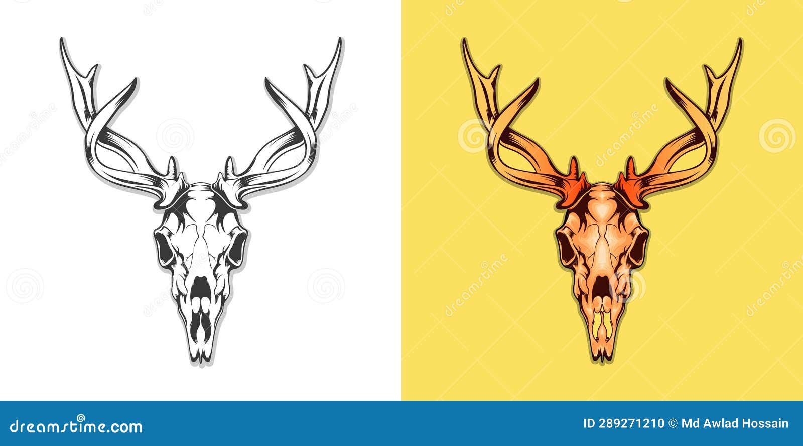 Hunting Dear Skull Head Vector Design. Stock Vector - Illustration of ...