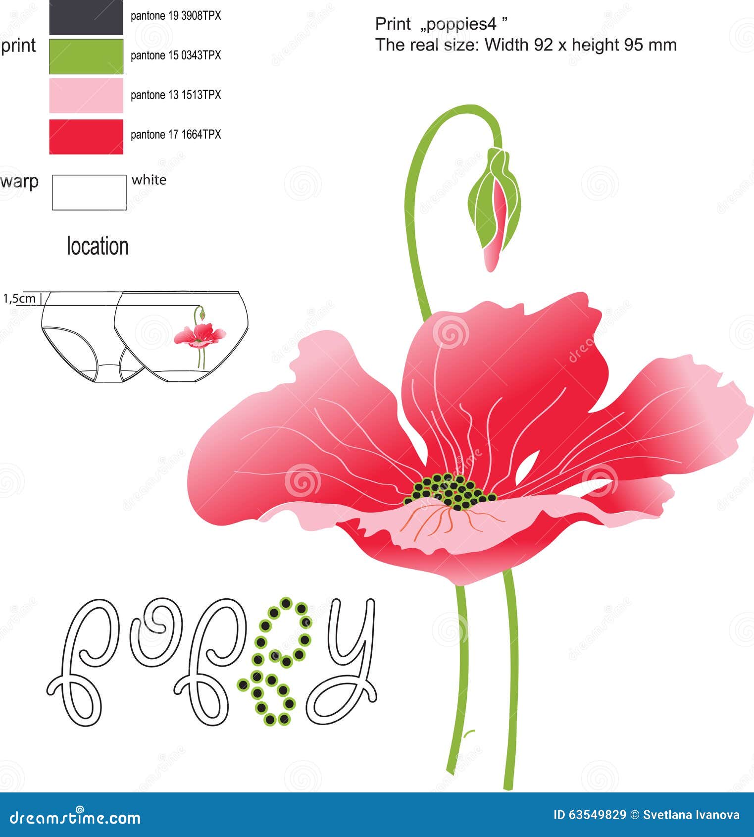 Print red poppy stock vector. Illustration of hobbies - 63549829