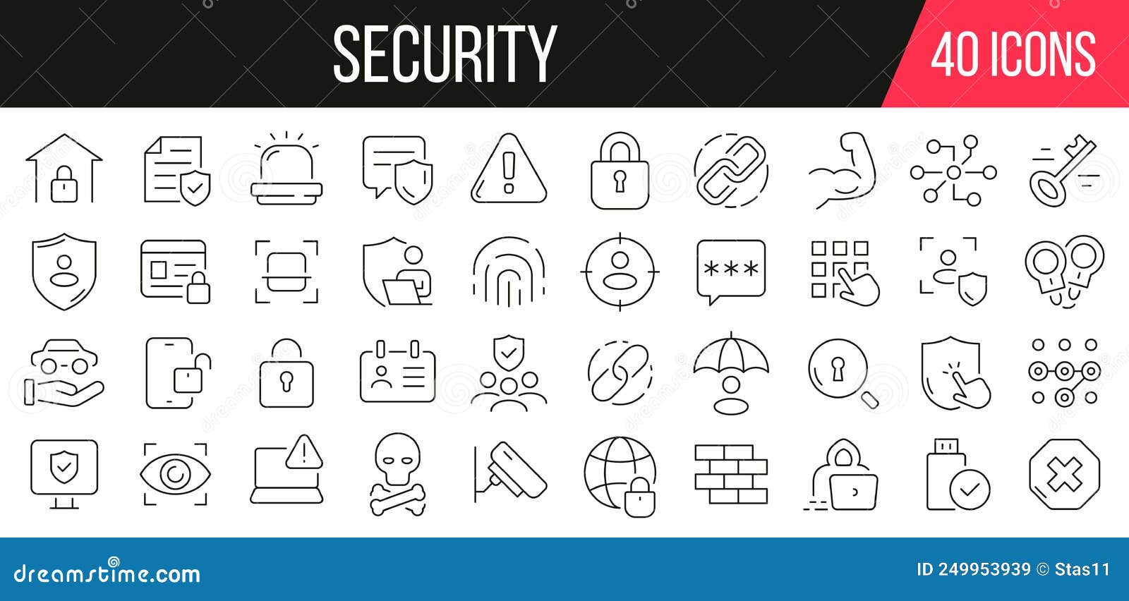 Security Line Icons Collection. Set of Simple Icons Stock Vector ...
