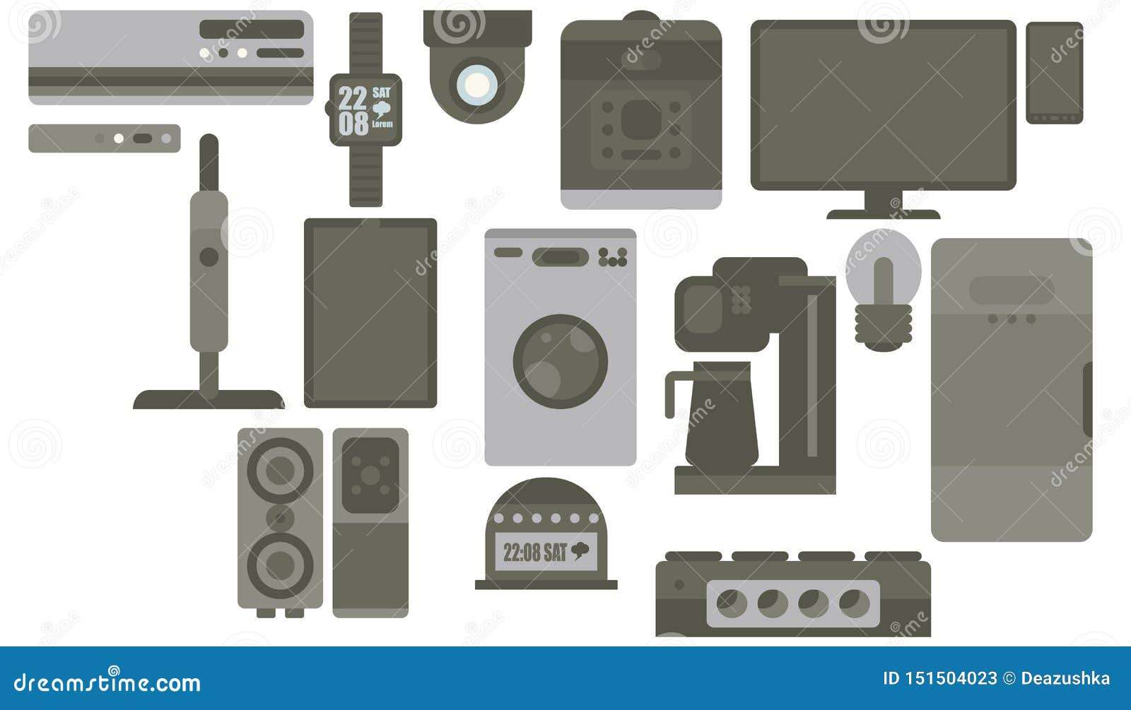 Print Set Color Gray Smart Gadgets Flat Style Device Stock Vector ...