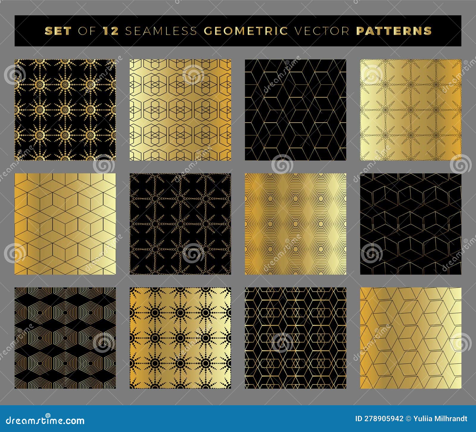 Set of 12 Geometric Seamless Patterns. Stock Illustration ...