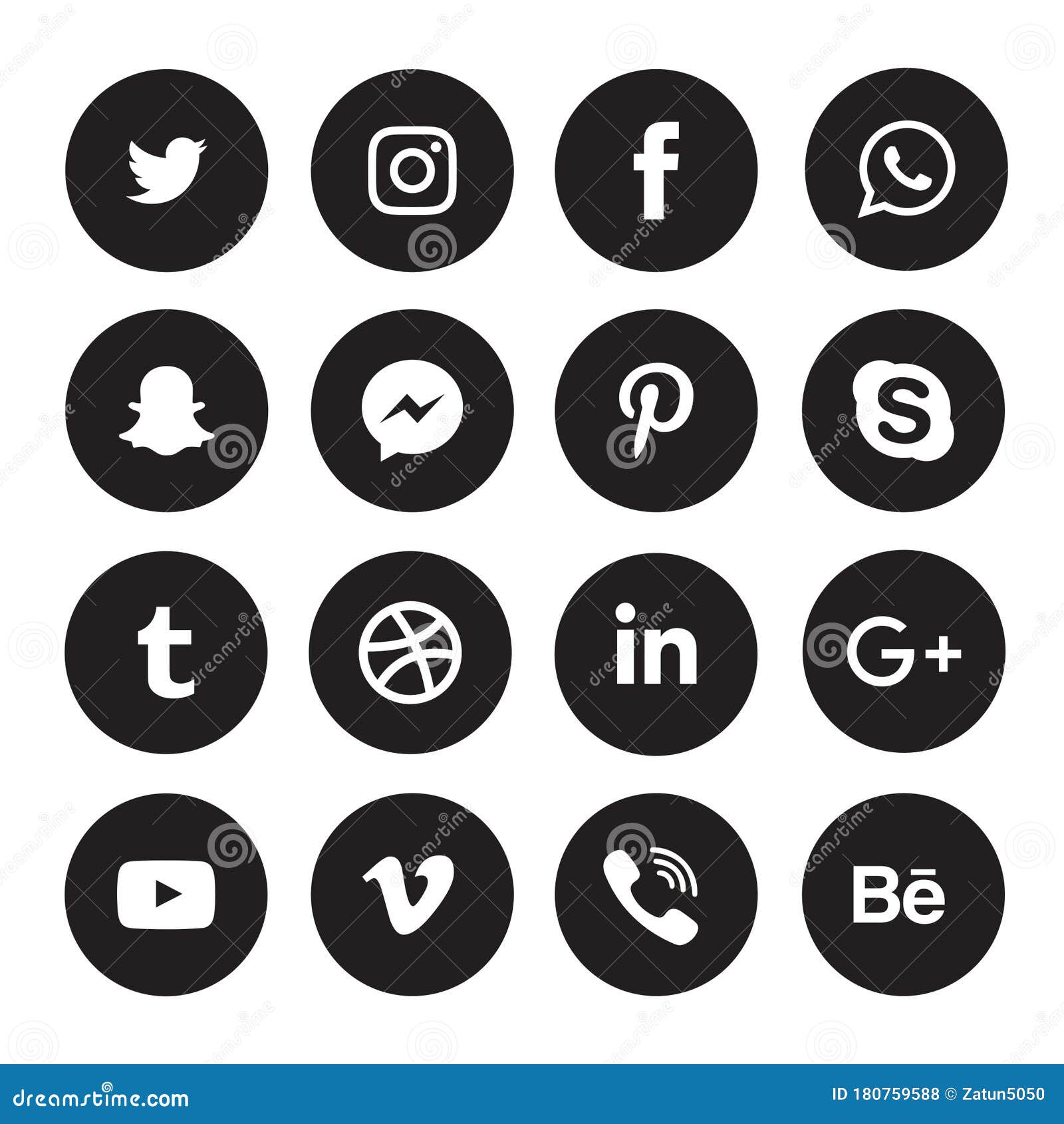 Set of Social Media Round Icons Editorial Stock Photo - Illustration of ...