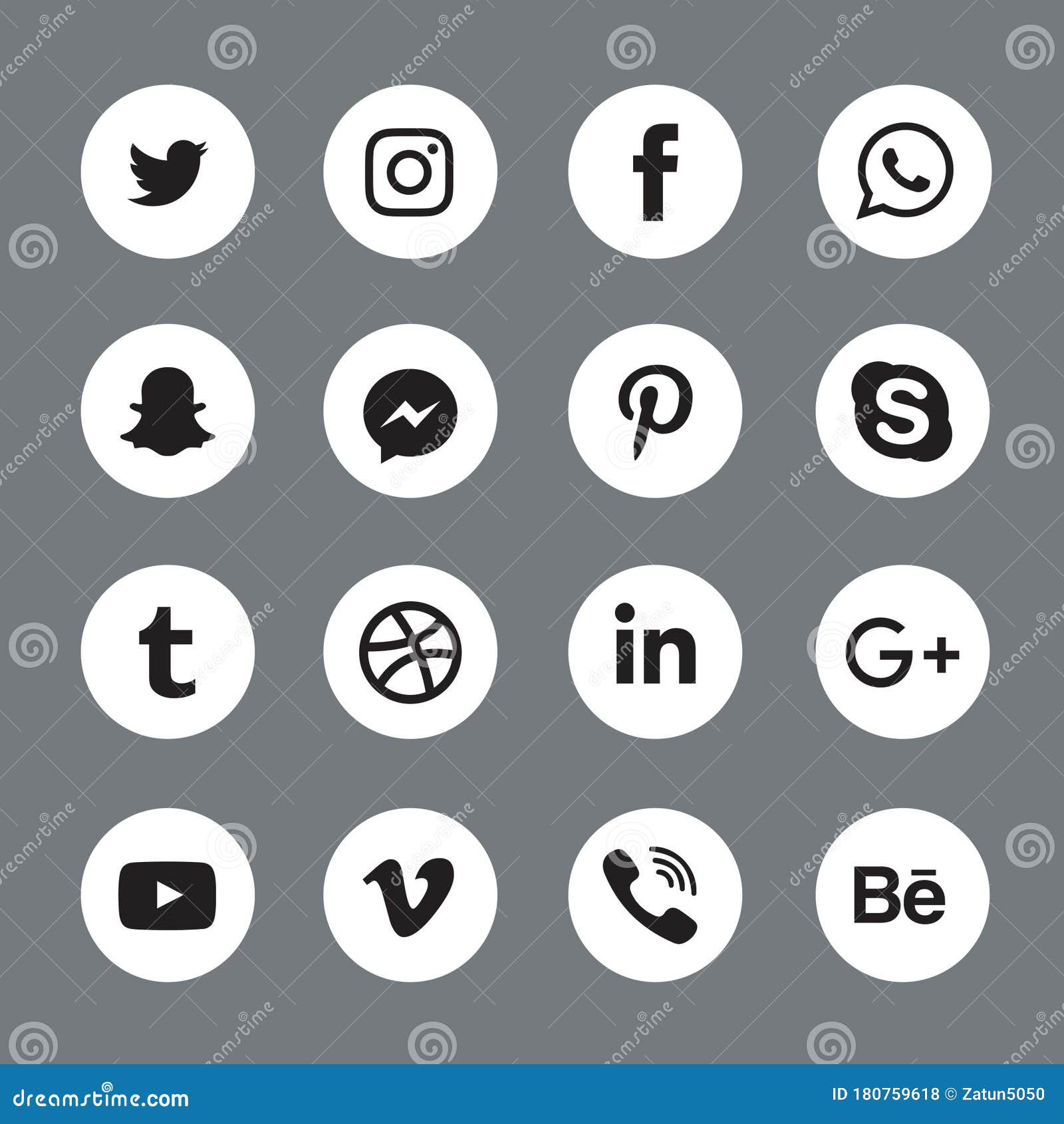 Set of Social Media Round Icons Editorial Stock Photo - Illustration of ...