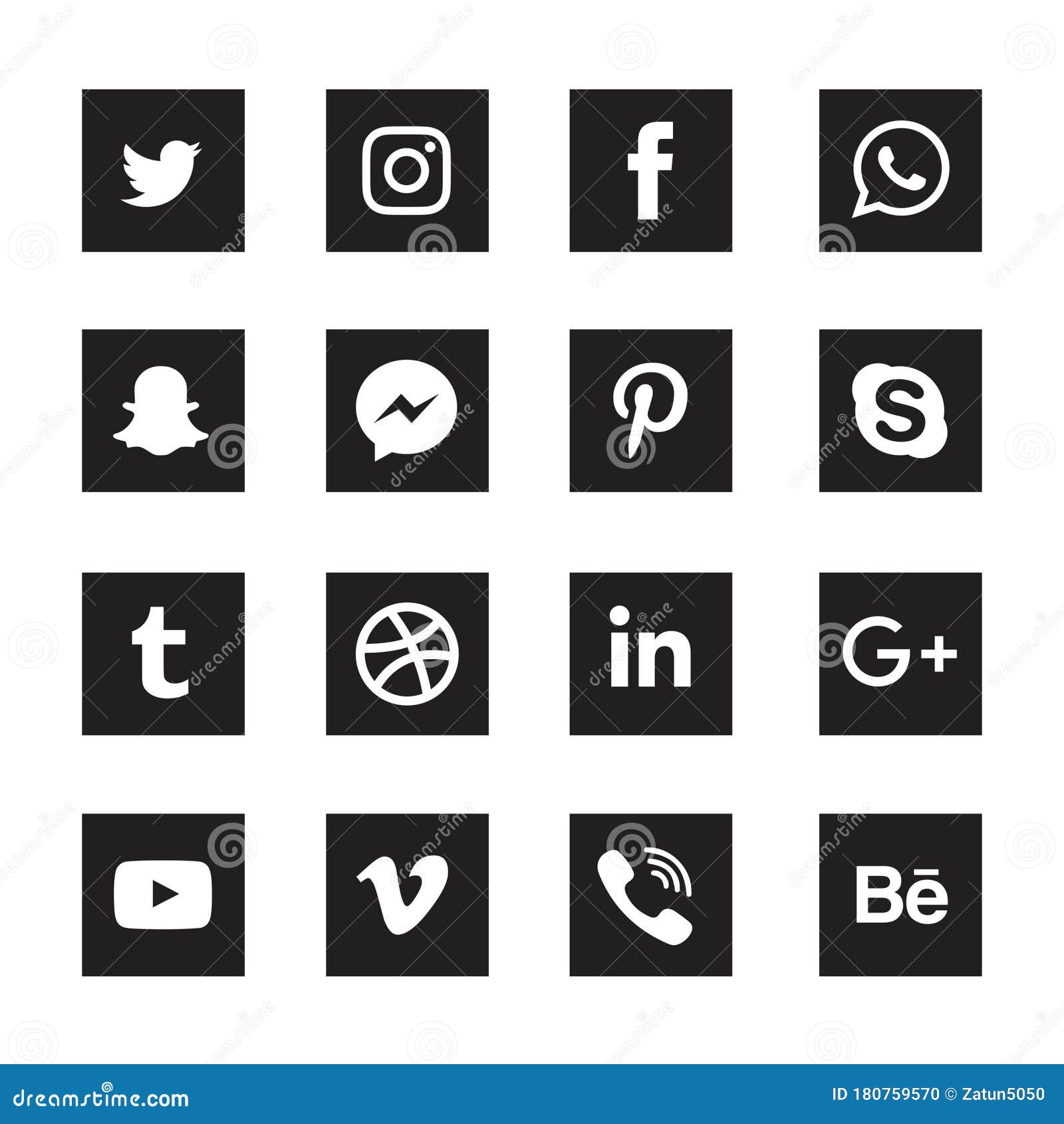 Set of Social Media Square Icons Editorial Image - Illustration of icon ...
