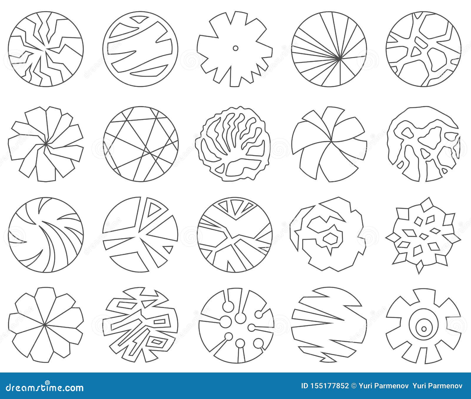 Set of Trees Top View for Landscape Design. Icons for Architectural ...