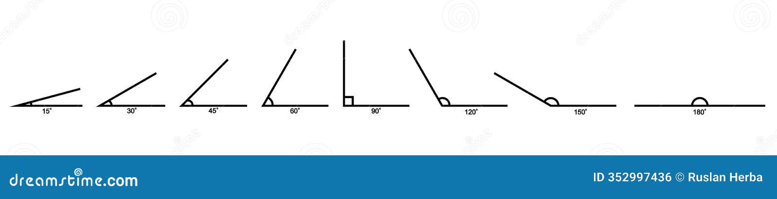 Vector Angles Set 15 - 180 Degrees. Math Sign Stock Illustration ...