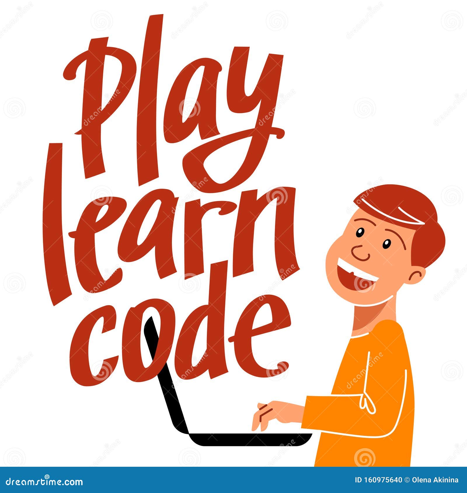 A Square Image of the Boy Who Studies Coding. a Vector Image for a ...