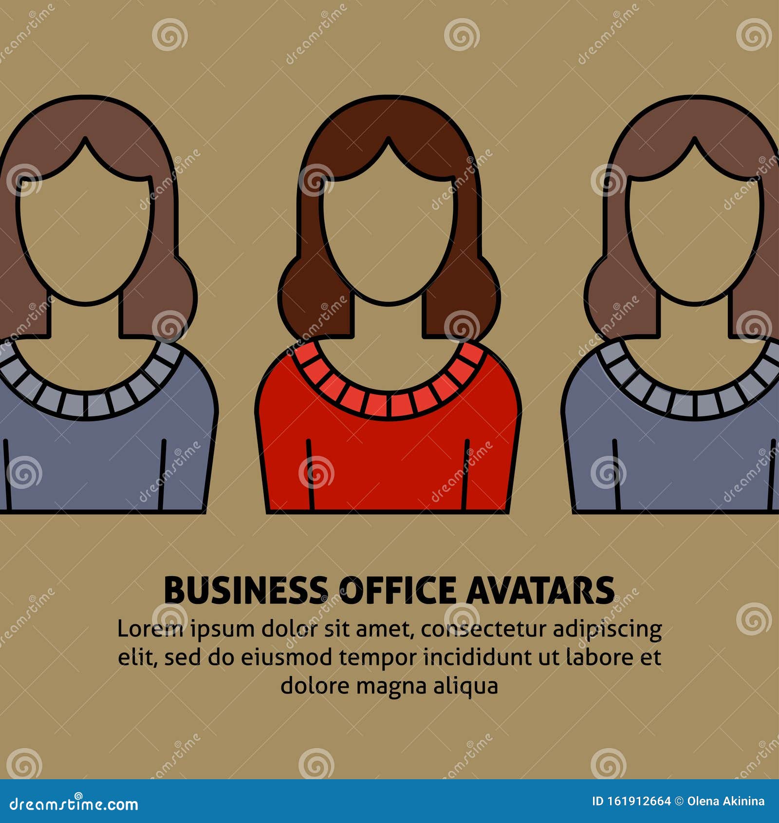 A Square Image with Three Vector Outline Business Avatars. a Template ...