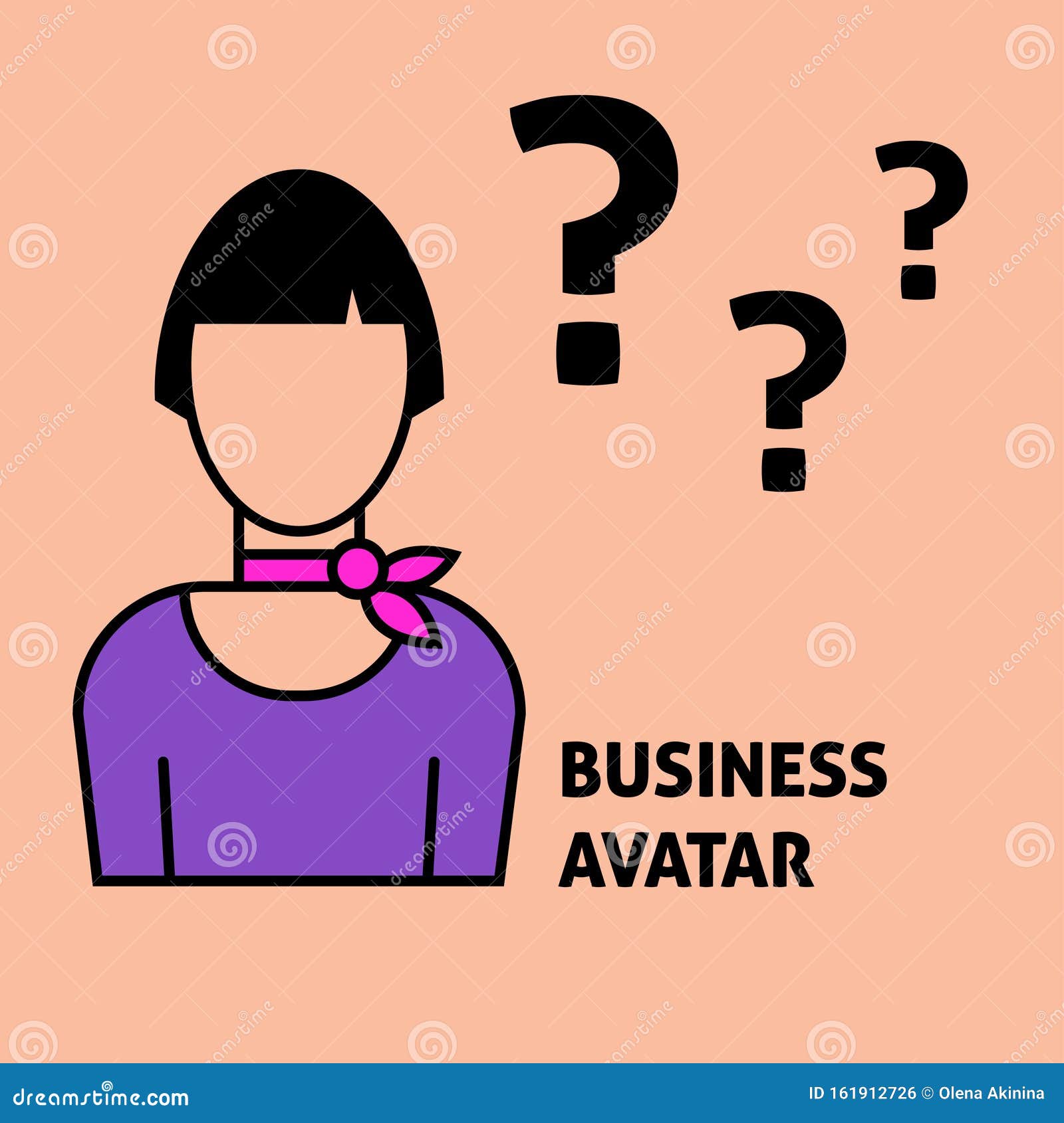 PrintA Square Image with the Vector Outline Business Avatar of a Woman ...