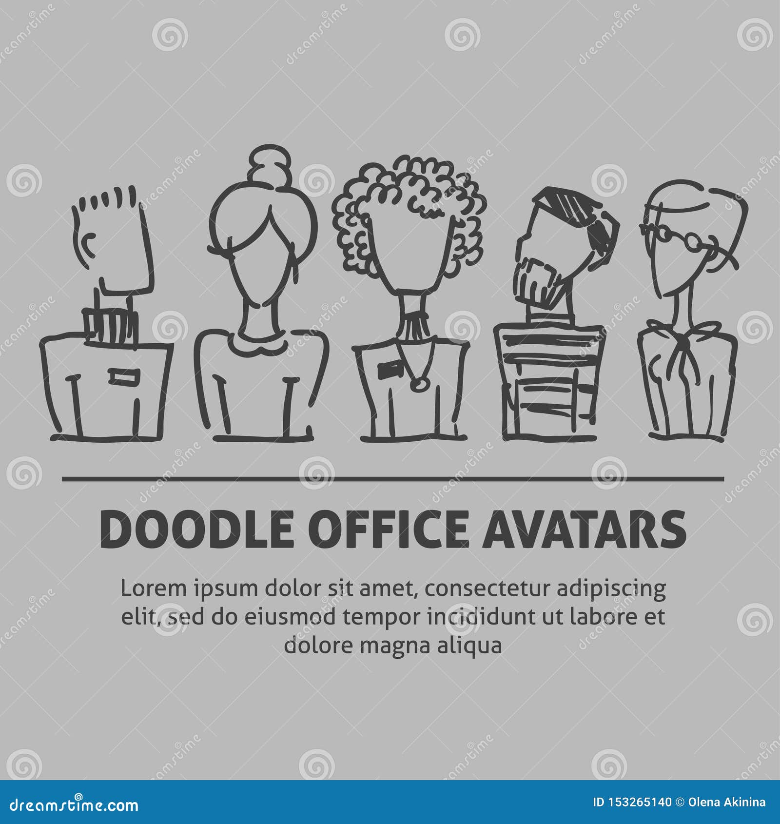 A Square Vector Image With Dooodle Business Avatars For Presentation ...