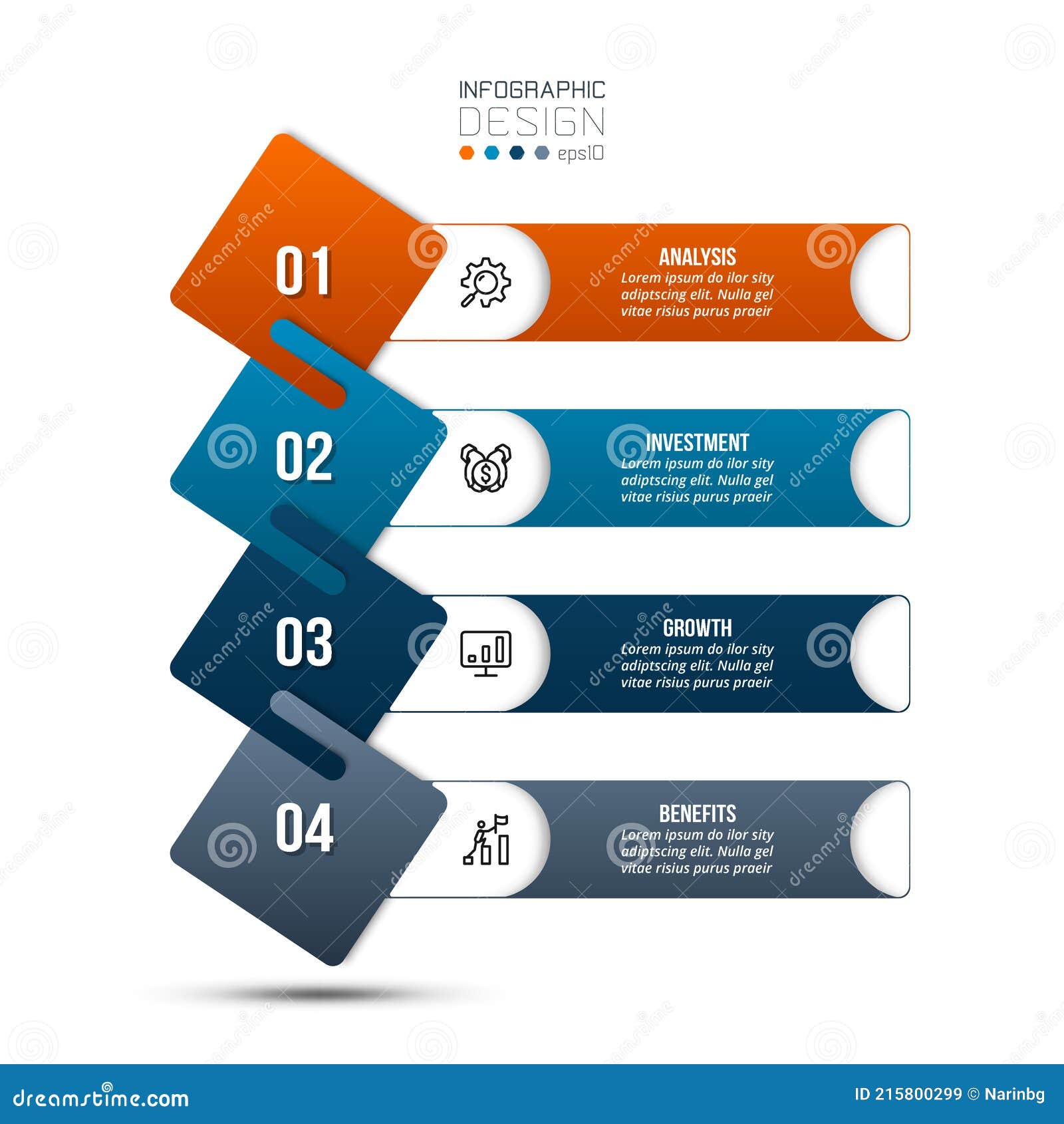 4 Step Process Work Flow Infographic Template Stock Vector ...