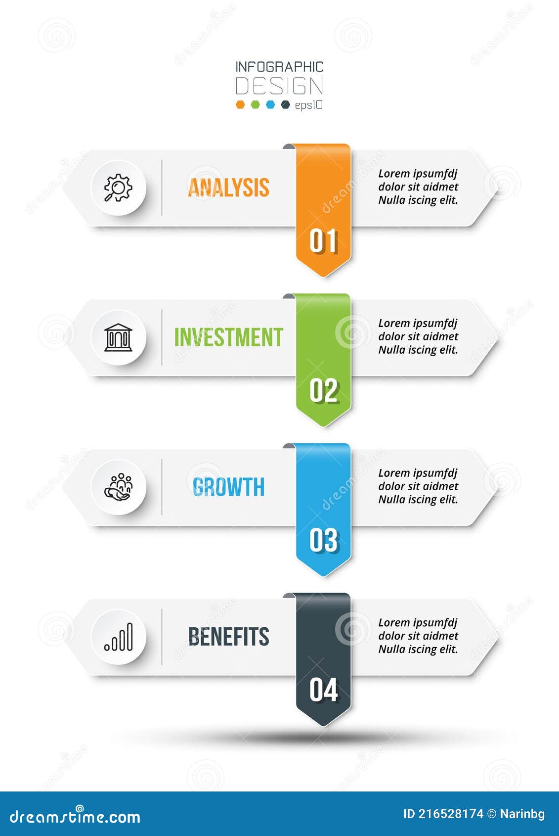 4 Step Process Work Flow Infographic Template Stock Vector ...