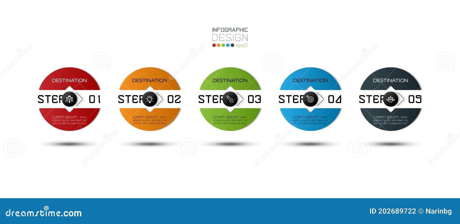 5 Steps of Circle Design Designed by Vector Infographic Can Be Used in ...