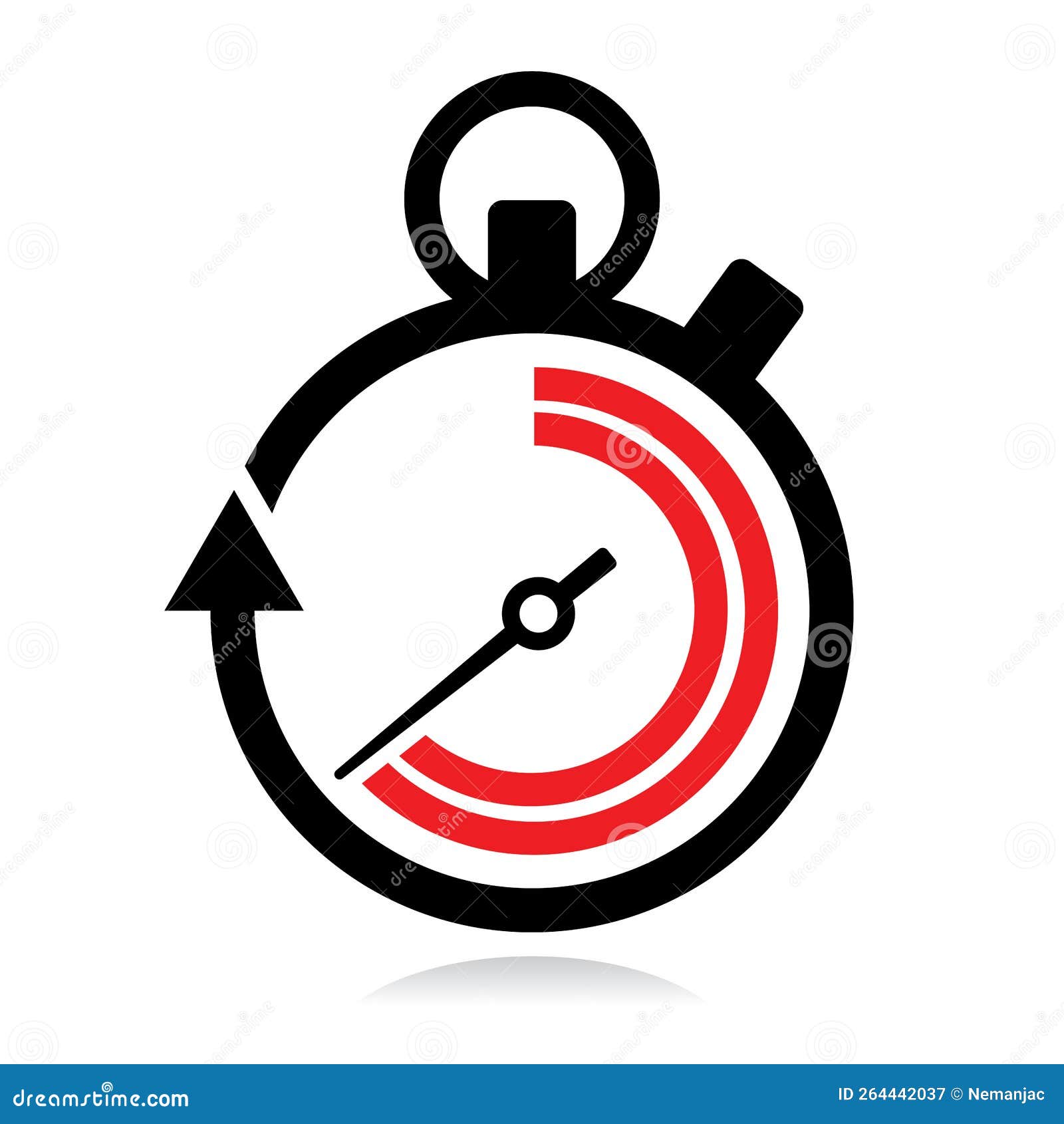 Stopwatch icon with arrow stock illustration. Illustration of finish ...