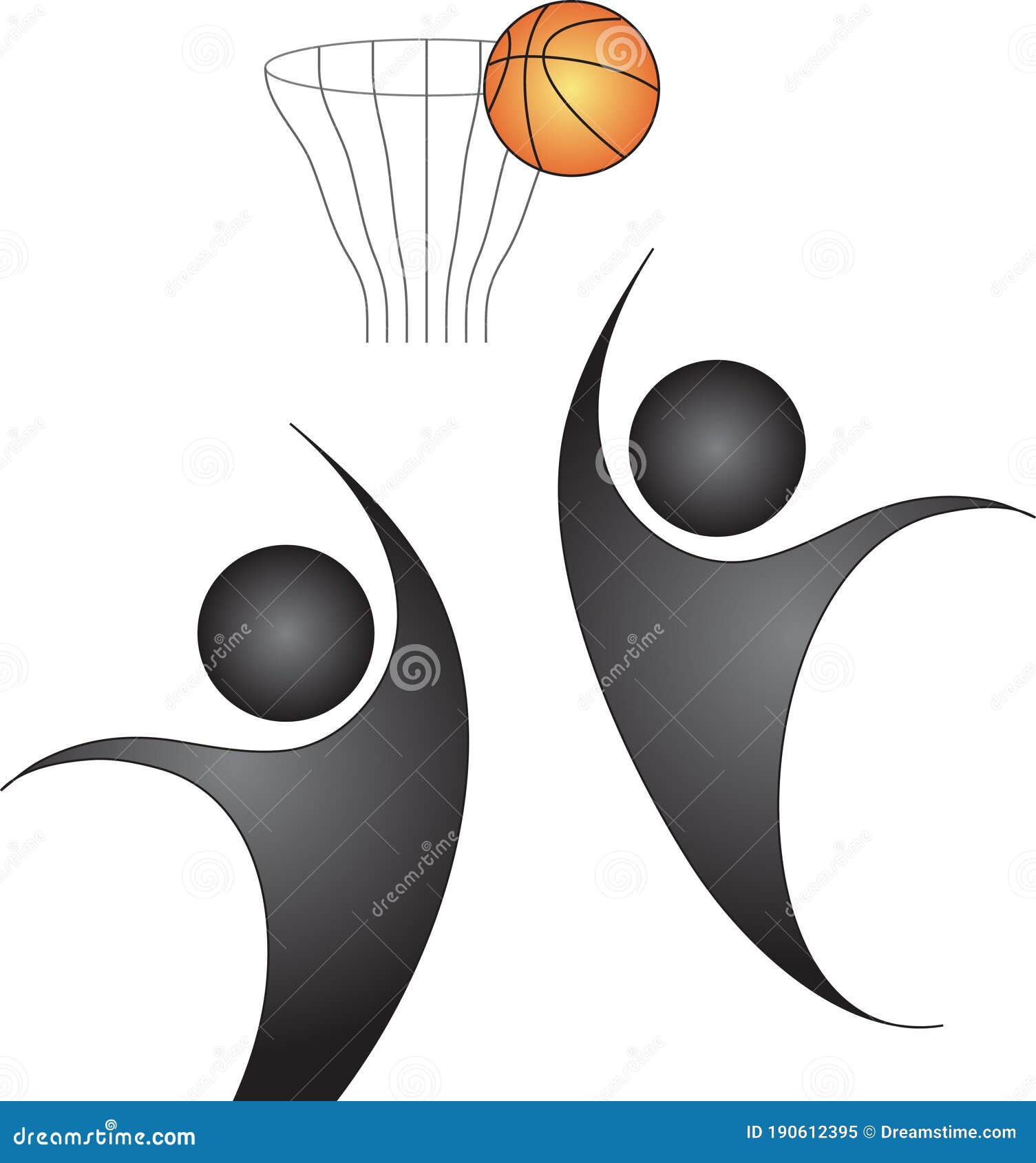Stylised Basketball Palyers with Ball and Net Stock Illustration ...