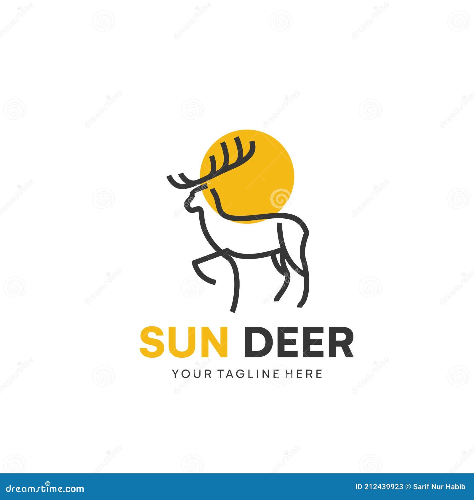 Sun Deer Logo Design Template Inspiration Stock Vector - Illustration ...