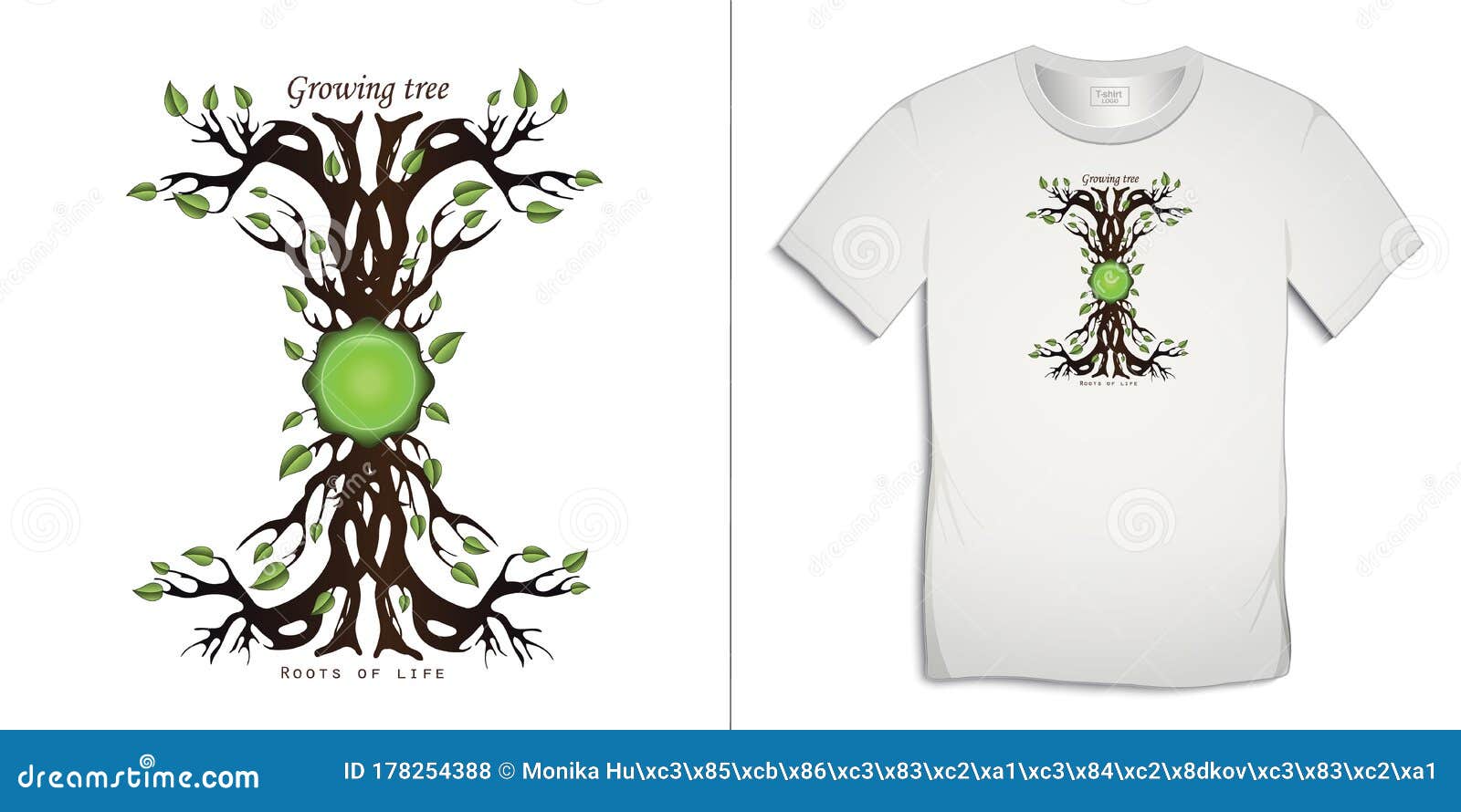 Print on T-shirt Graphics Design, Growing Tree with Roots Abstract ...