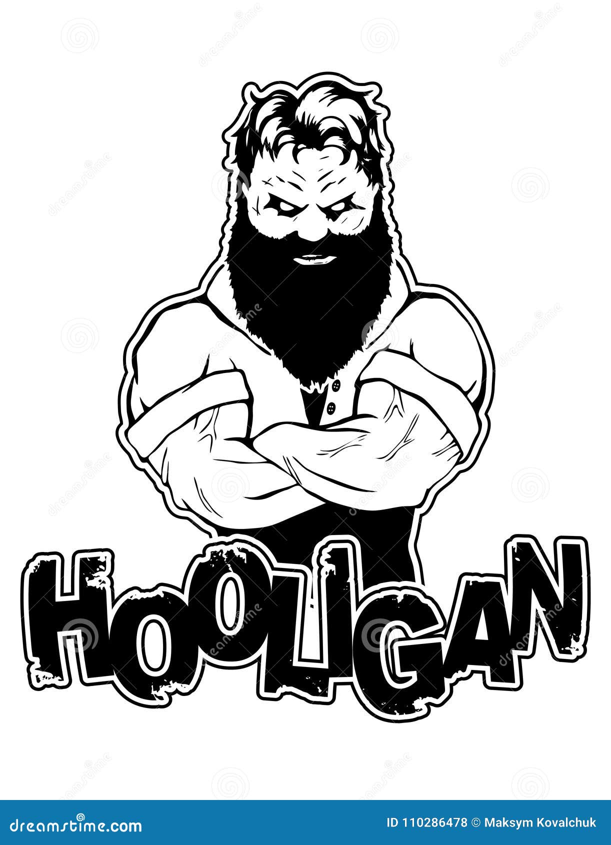 Print on T-shirt `hooligan` with a Strong Man Image. Stock Vector ...