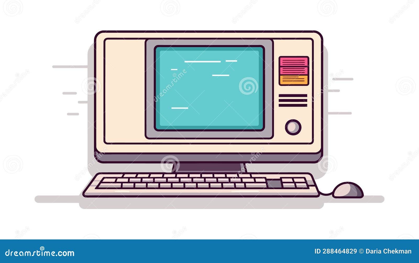 Print for T-shirts in the Style of the 90s. Old Computer in Flat ...