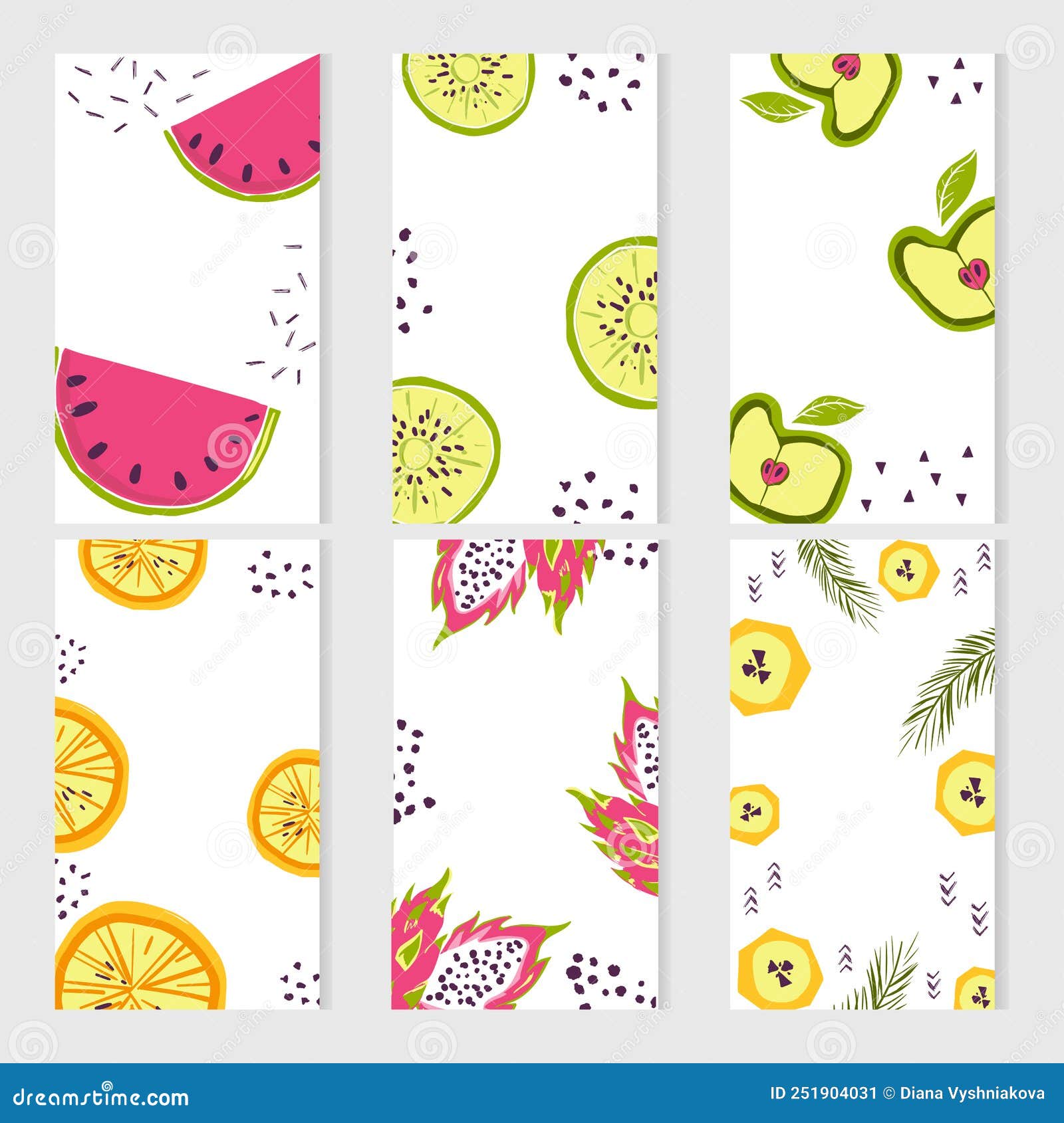 Template for Stories with Bright Fruits Stock Vector - Illustration of ...