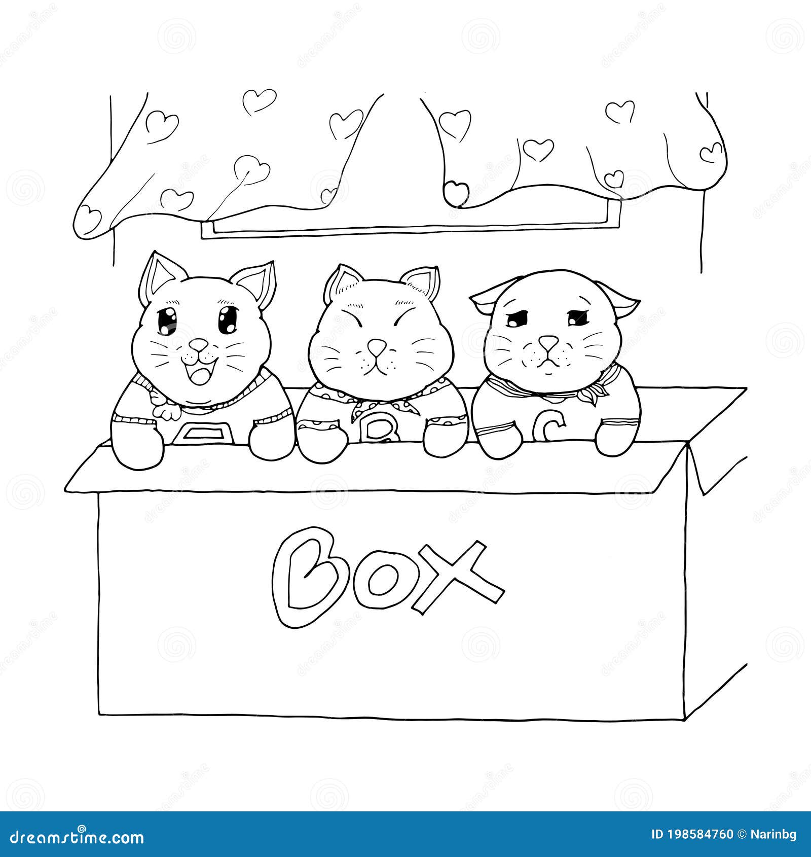 Three Pigs Doodle in the Box Showing Emotion Vector Illustration Stock ...