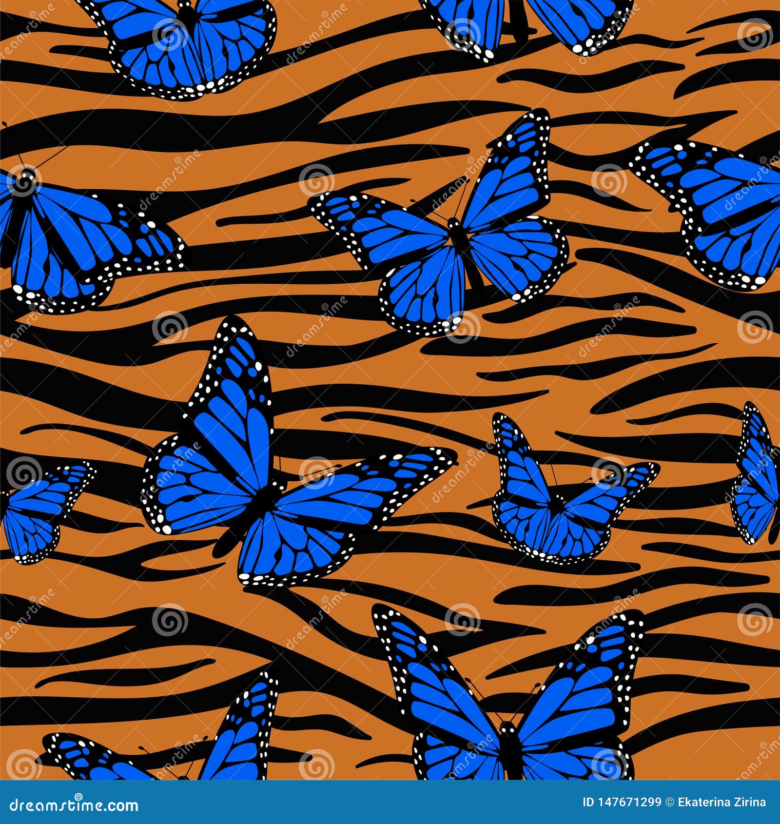 Monarch And Tiger Swallowtail Butterfly Background Royalty-Free Cartoon ...